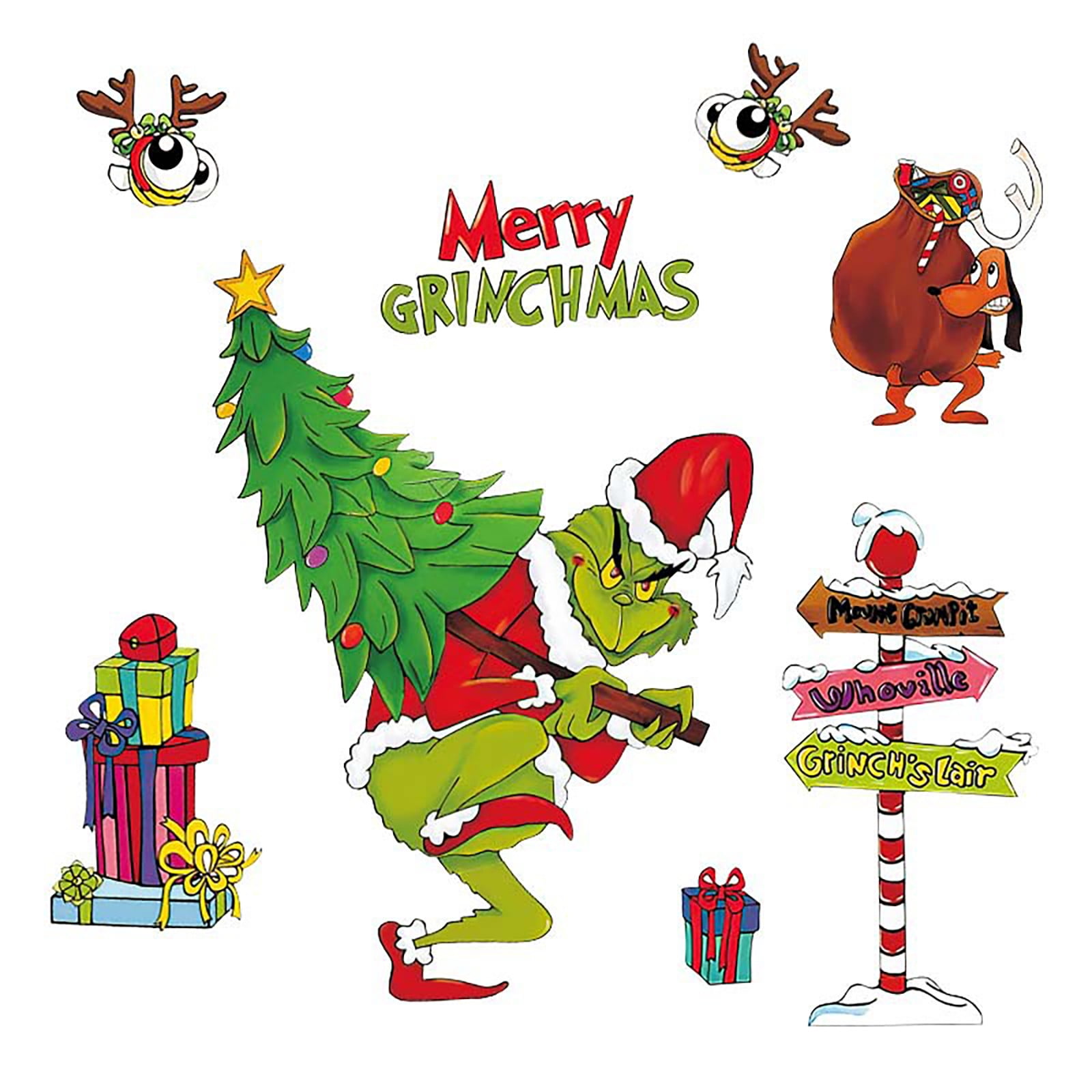 Grinch Christmas Stickers Window 22 PCS Christmas Window Clings for ...