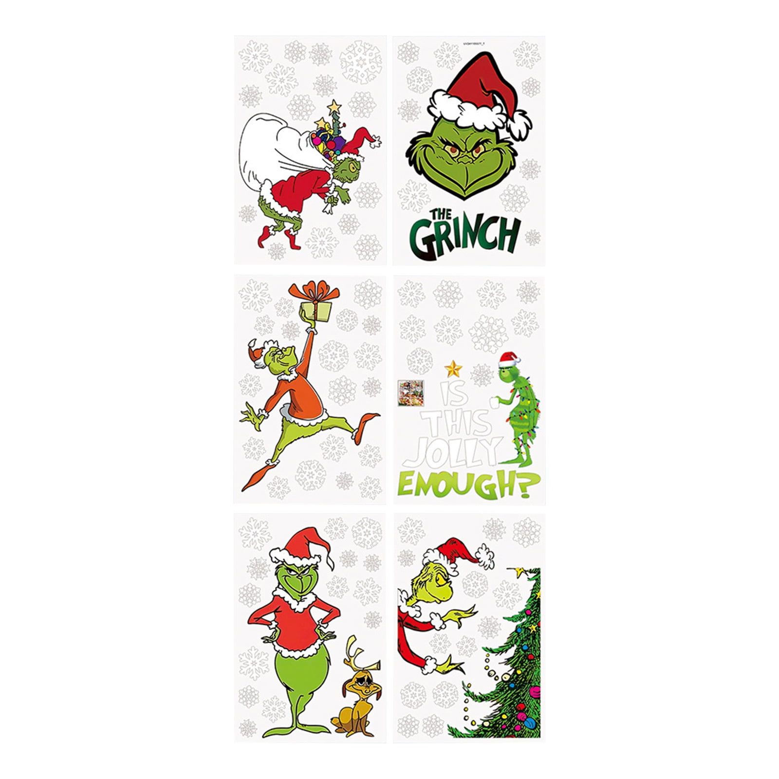 Grinch Christmas Stickers Window 90 PCS Christmas Window Clings for ...