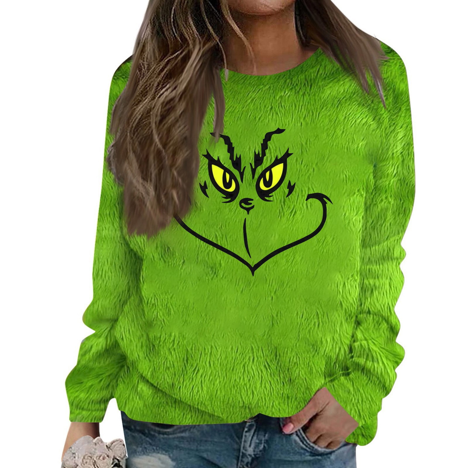 Grinch Christmas Sweatshirt, Ugly Christmas Sweater Grinch Santa Claus ...