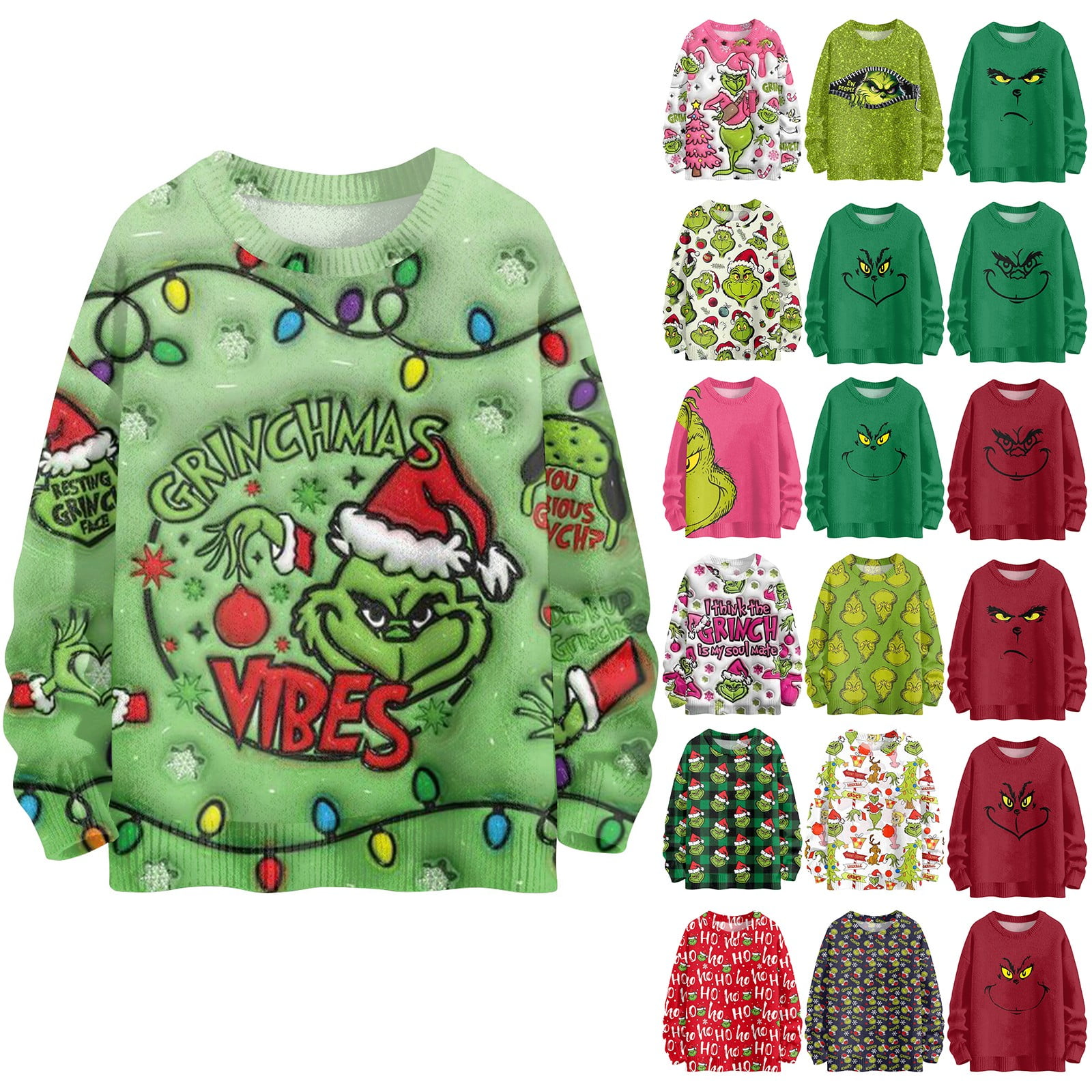Grinch Christmas Sweatshirts, Women's Trendy Casual Long Sleeve Hoodie ...