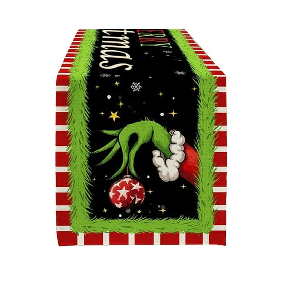 Grinch Christmas Table Runner Grinch Merry Christmas Tablecloth Grinch ...