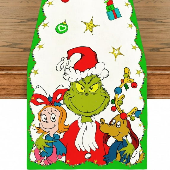 Grinch Christmas Table Runner,Multiple Whimsical Grinch-Themed Designs ...