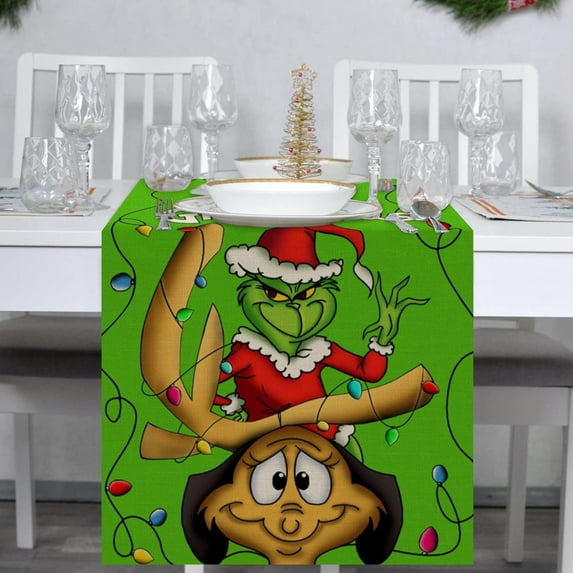 Grinch Christmas Table Runner,Multiple Whimsical Grinch-Themed Designs ...