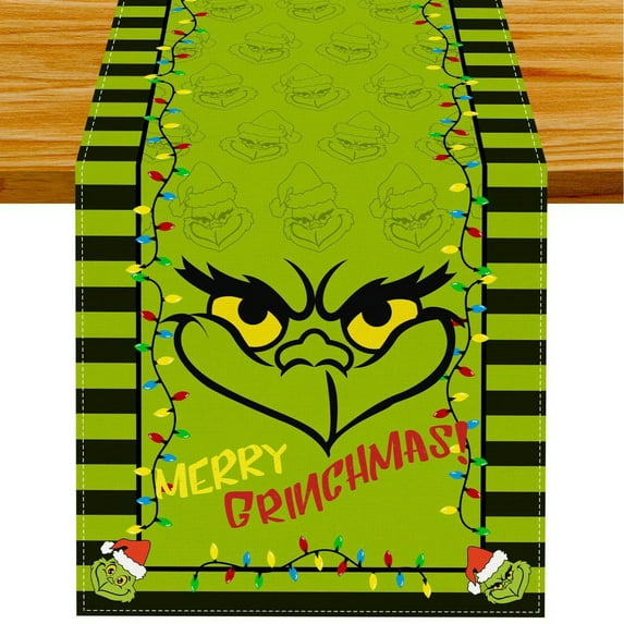 Grinch Christmas Table Runner,Multiple Whimsical Grinch-Themed Designs ...