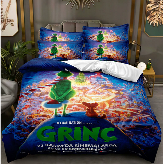 Grinch Christmas Themed Bedding Set - Grinch 3D Printed Duvet Cover and ...