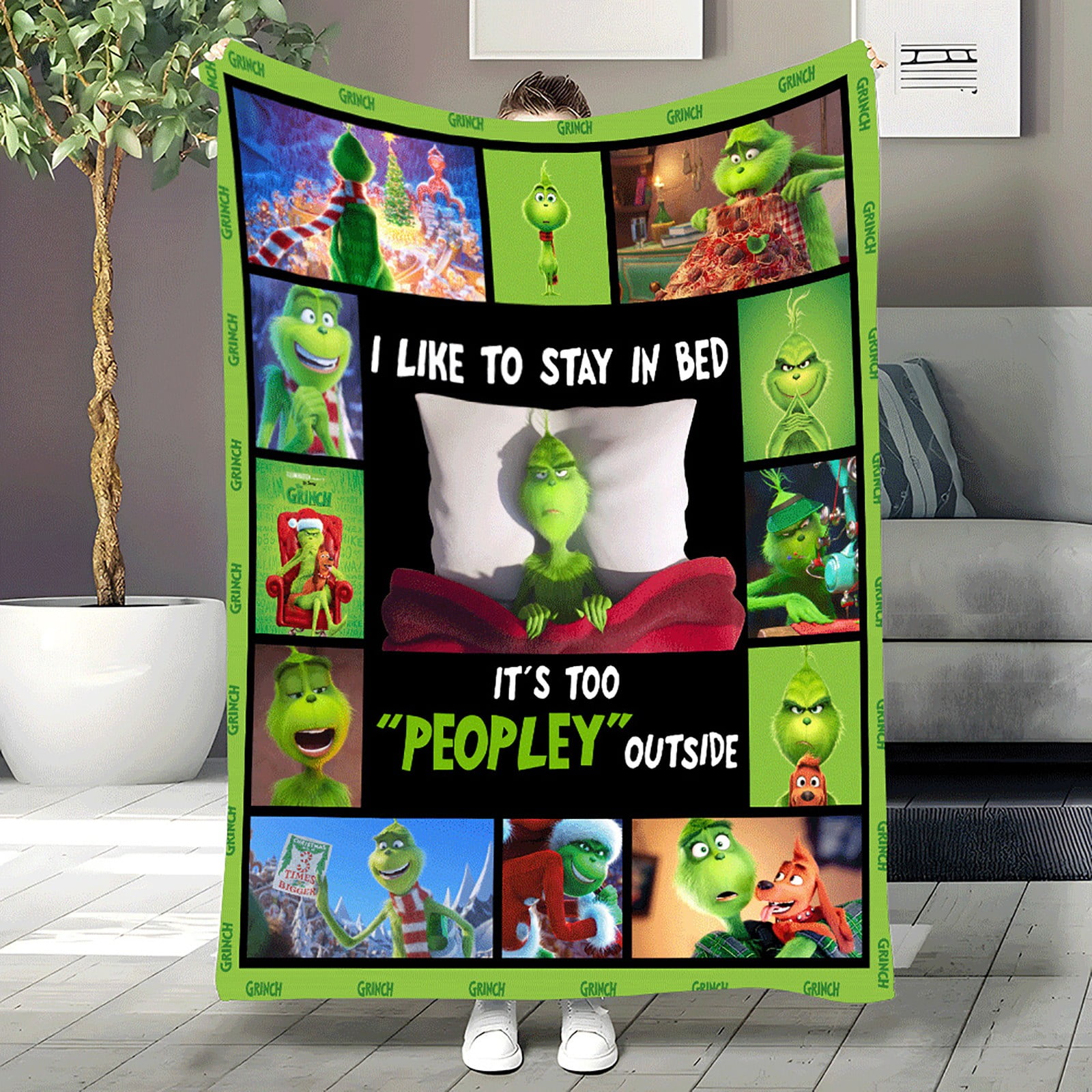 Grinch Christmas Throw Blanket, Christmas Blanket Green Super Soft ...