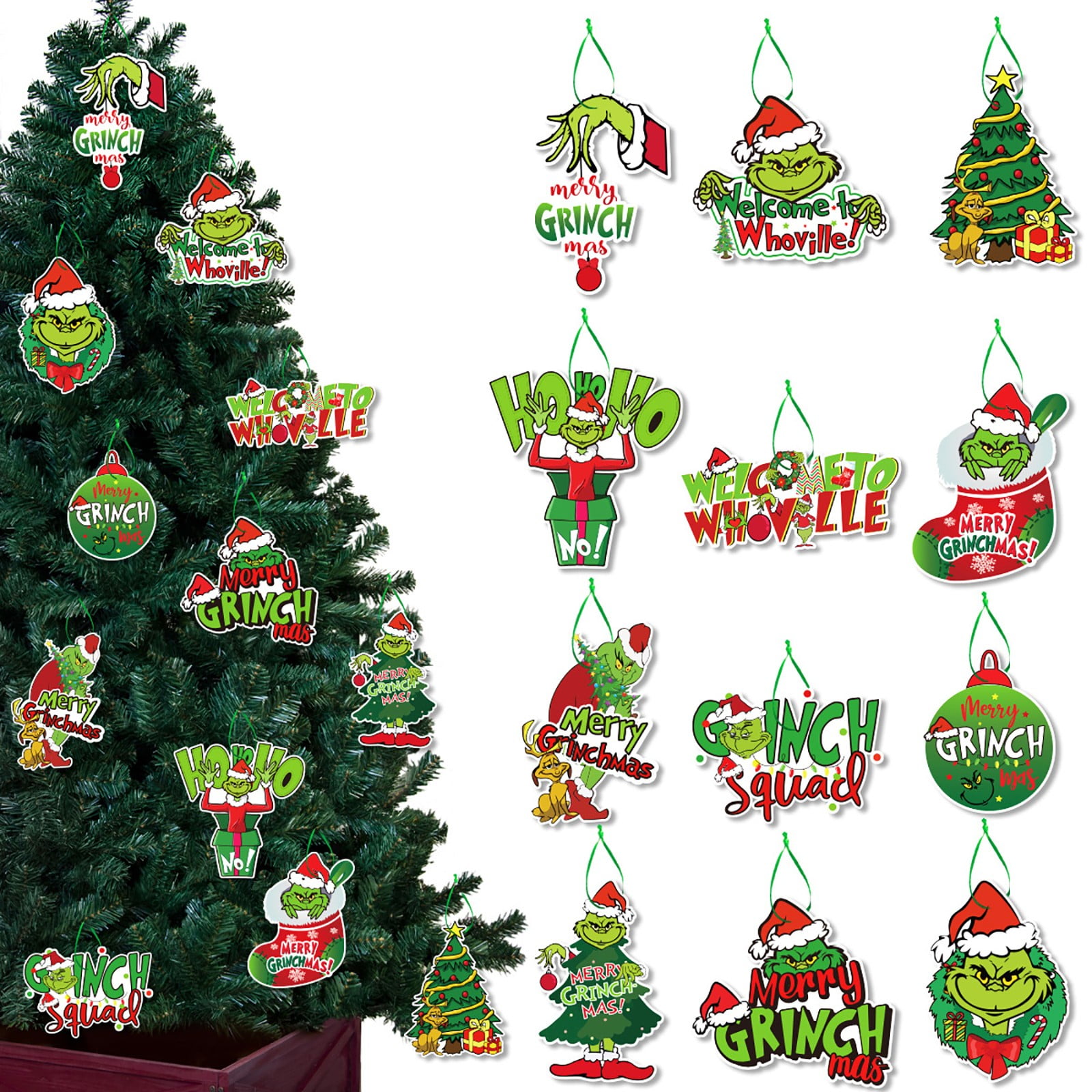 Grinch Christmas Tree Decorations 12 Pack, Grinch Christmas Ornaments ...