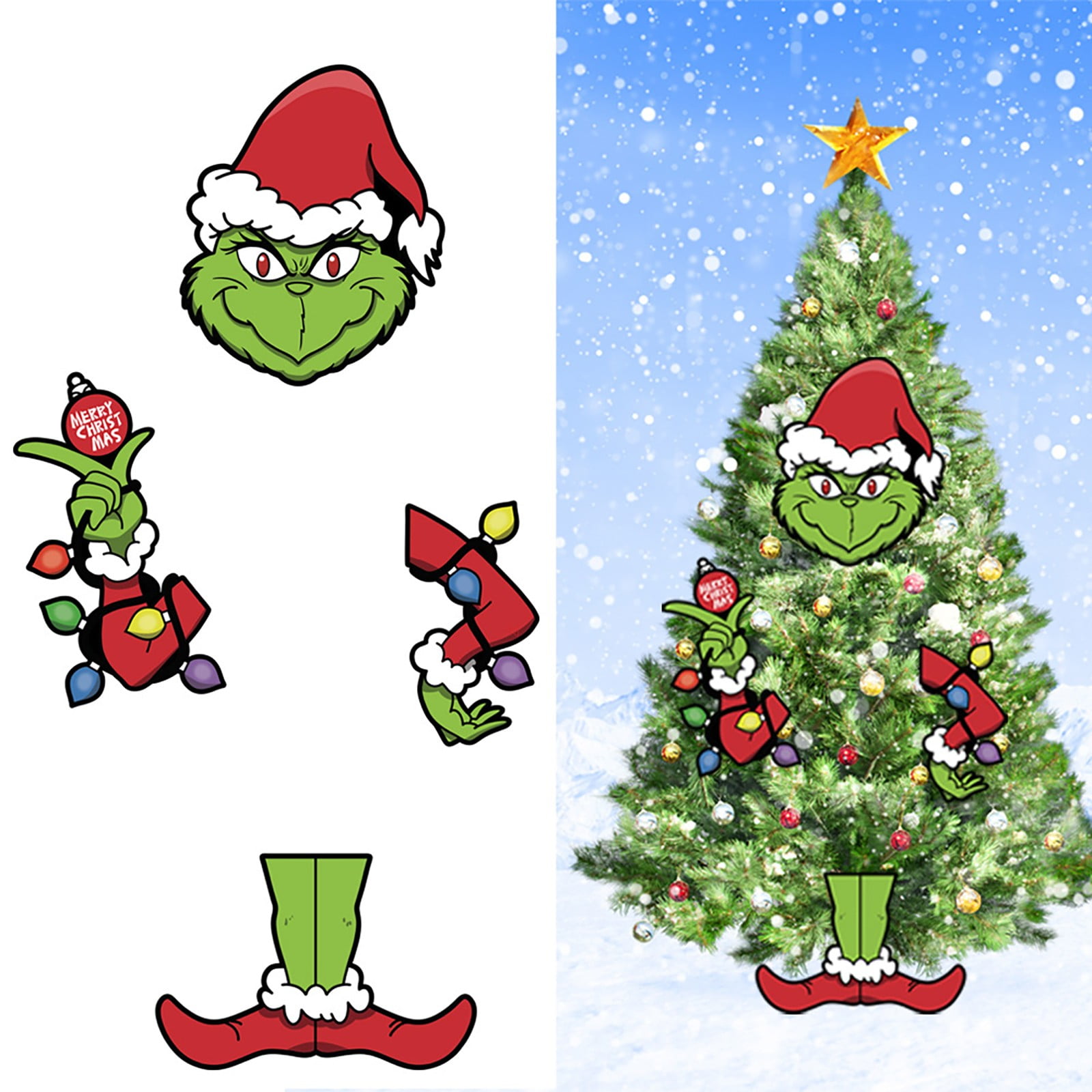 Grinch Christmas Tree Decorations Set of 4, Grinch Tree Decorations Arm ...