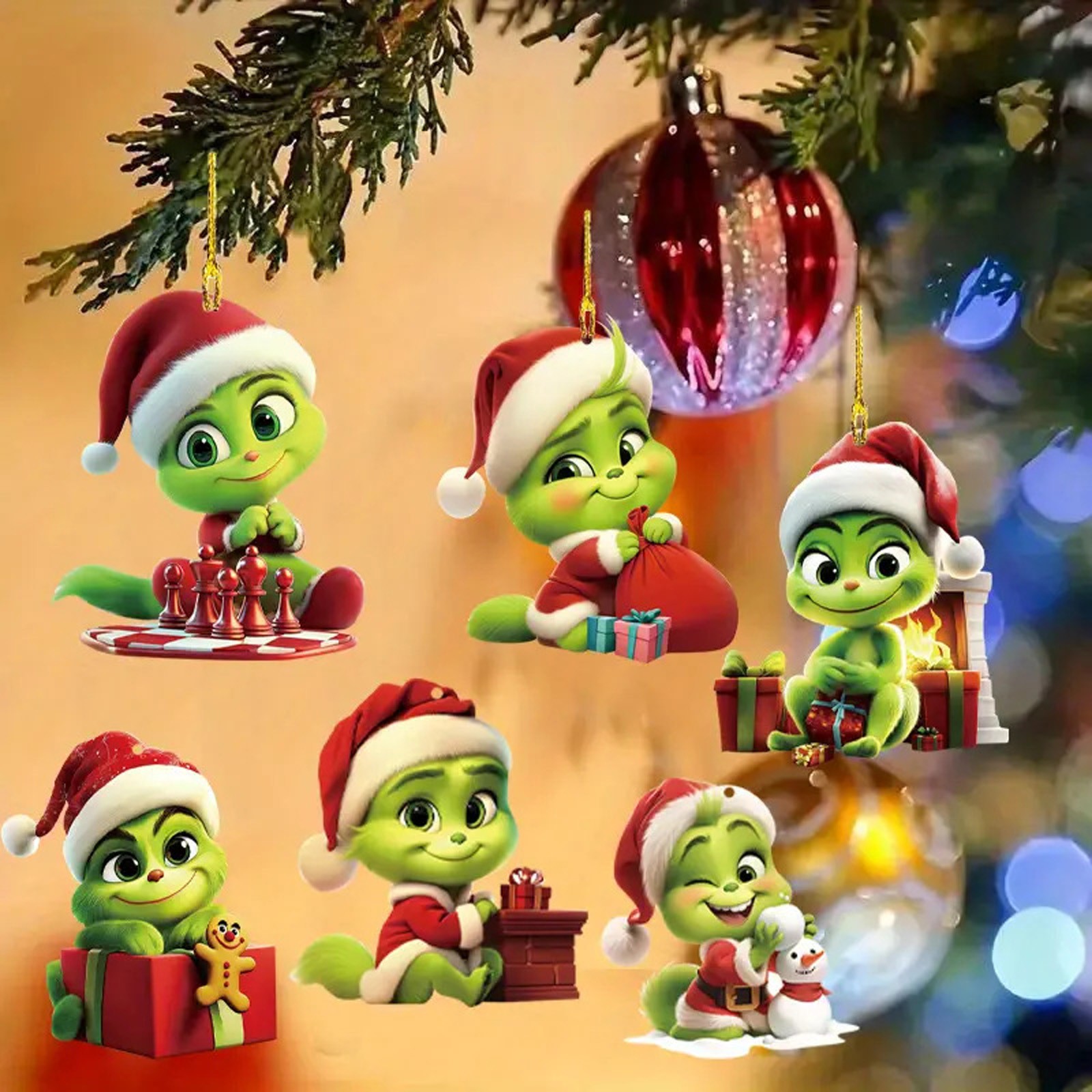 Grinch Christmas Tree Ornaments 6 Pack, Grinch Christmas Ball Grinch ...