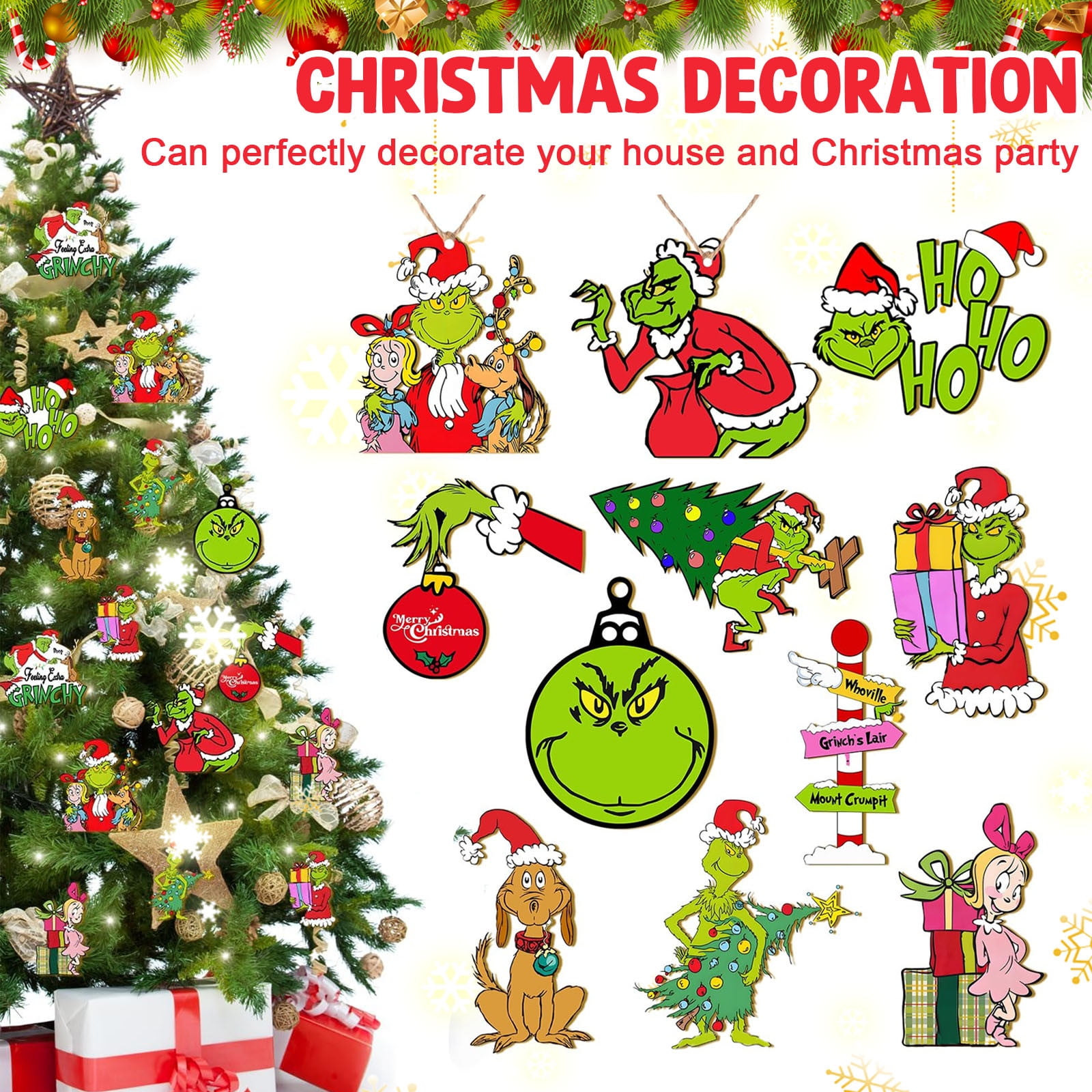 Grinch Christmas Tree Ornaments Sets 24 Pack, Christmas Tree ...