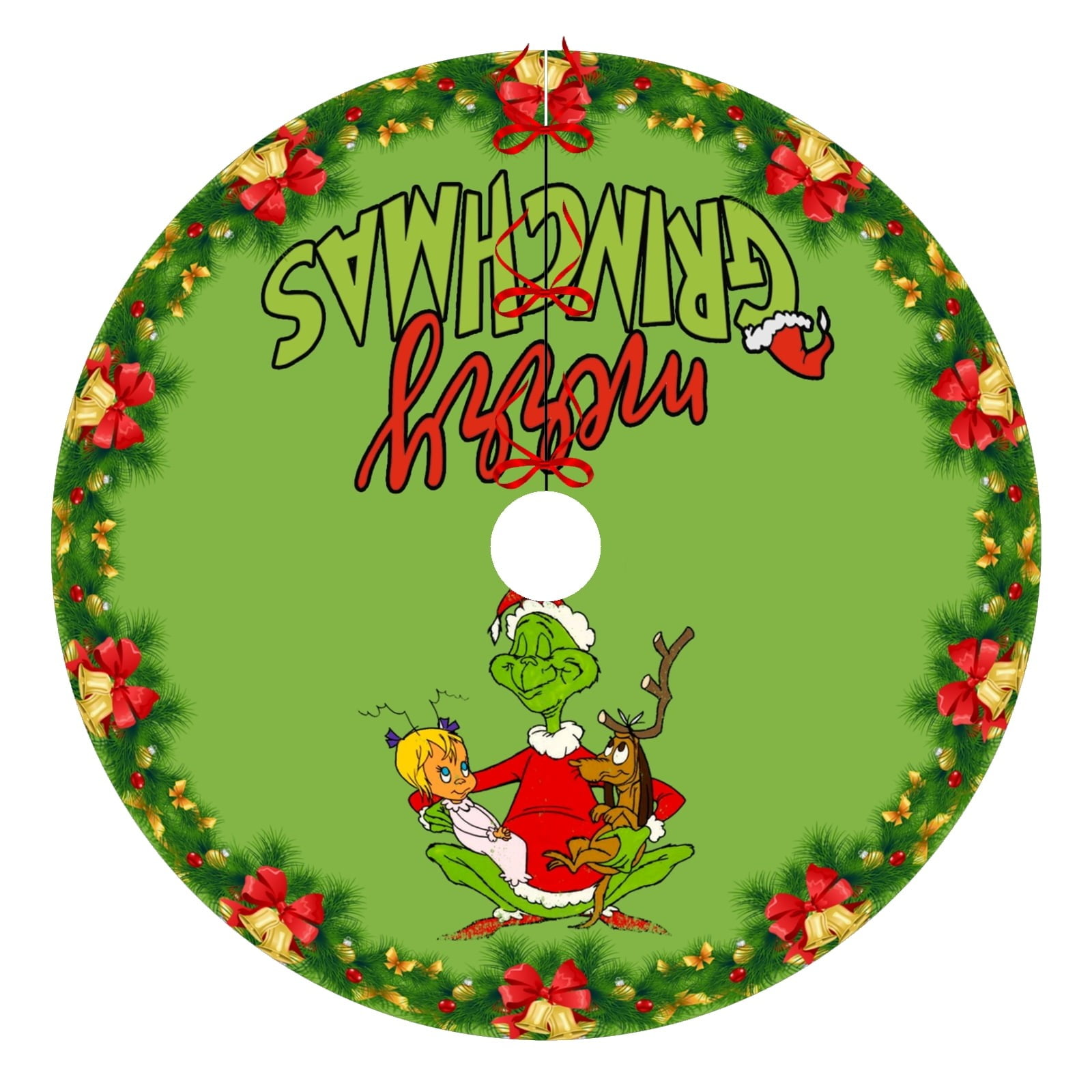 Grinch Christmas Tree Skirt 122Cm With Stamping Design Plush Material ...