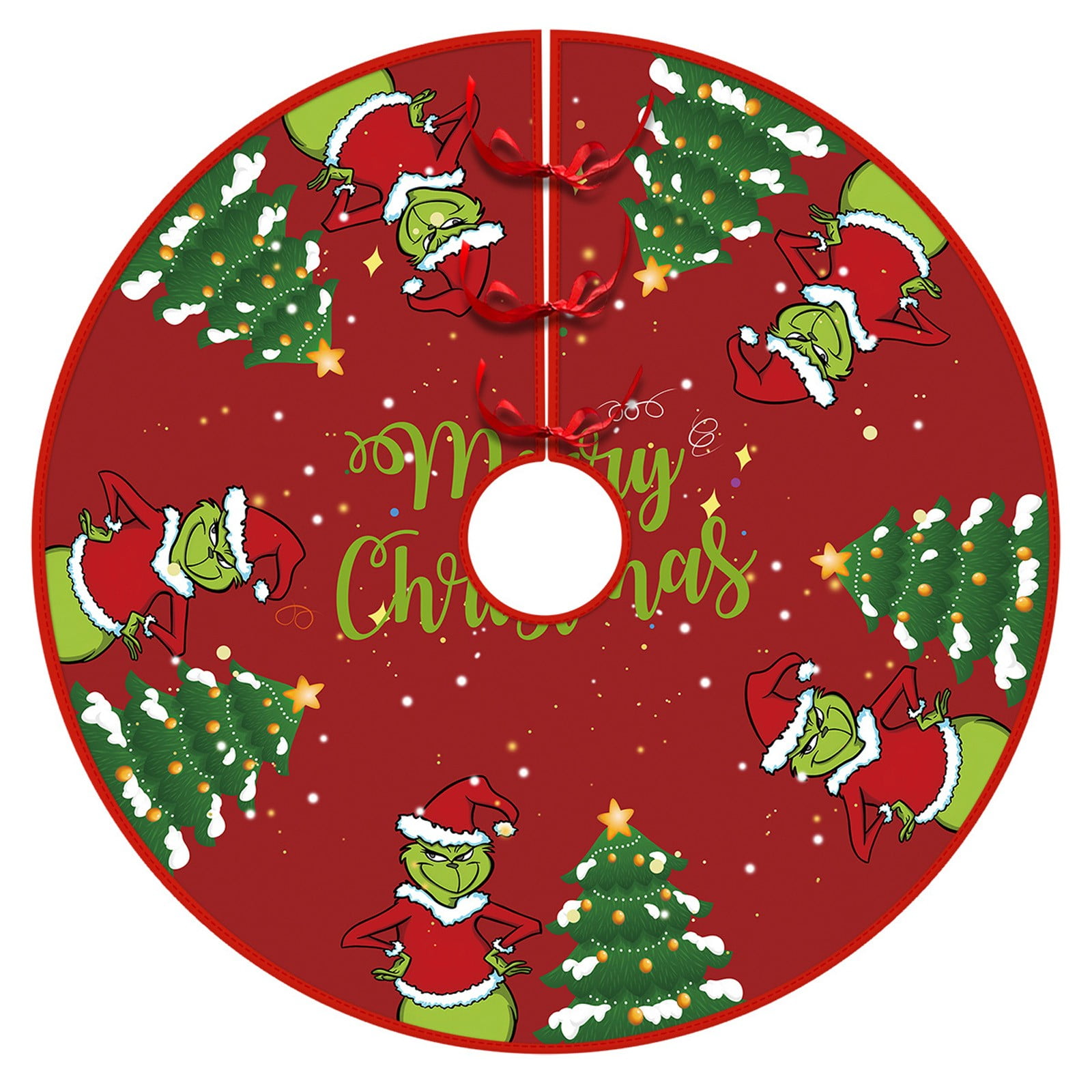 Grinch Christmas Tree Skirt, 36-Inch Length With Three Fixing Straps ...