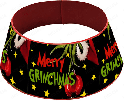 Grinch Christmas Tree Skirt Collar, Grinch Stink Stank Stunk Fabric ...