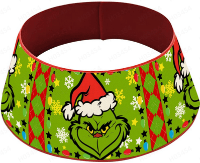 Grinch Christmas Tree Skirt Collar, Grinch Stink Stank Stunk Fabric ...
