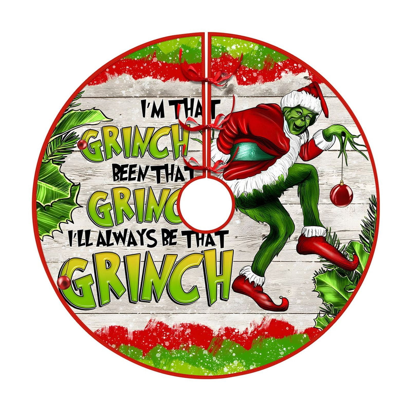 Grinch Christmas Tree Skirt, Festive Design Hiding Tree Stand And Wires ...