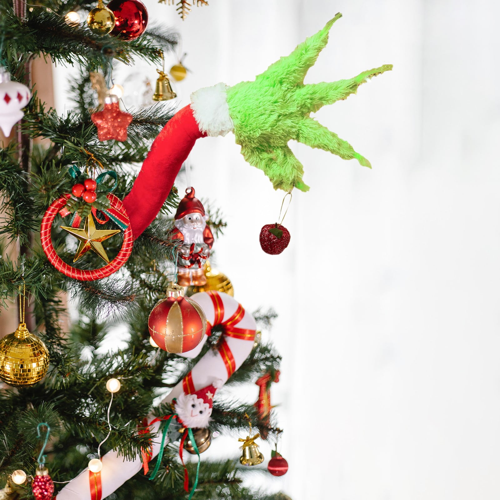 Grinch Christmas Tree Topper Decorations Furry Arm Decoration Stand For ...