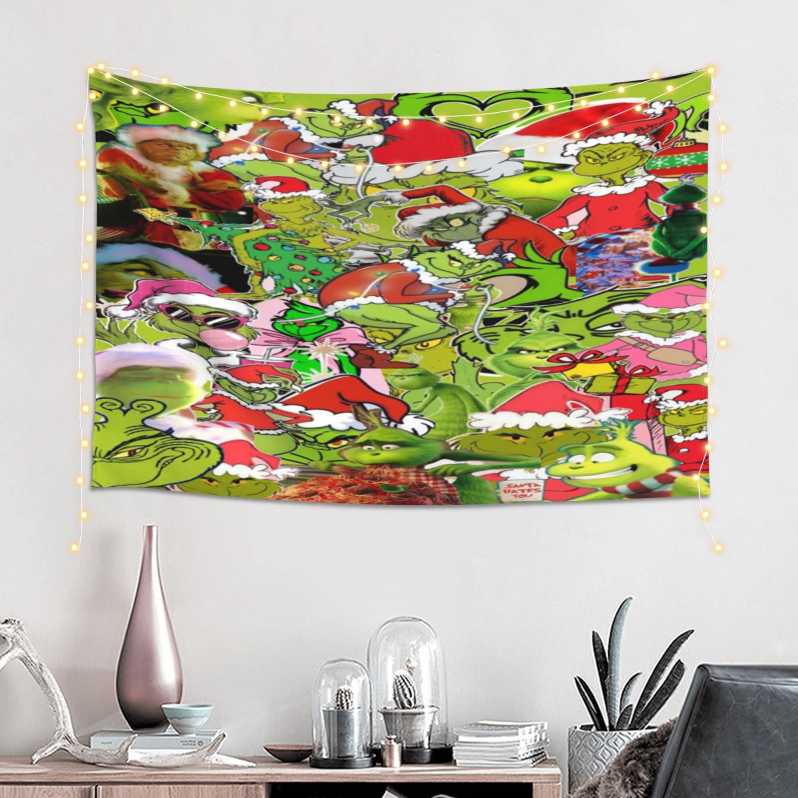 Grinch Christmas Wall Tapestry – Funny Green Monster Holiday Decoration ...