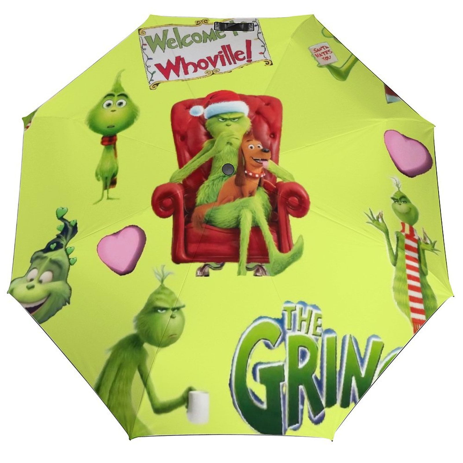Grinch Christmas Windproof Travel Umbrella,Automatic Umbrellas for Rain ...