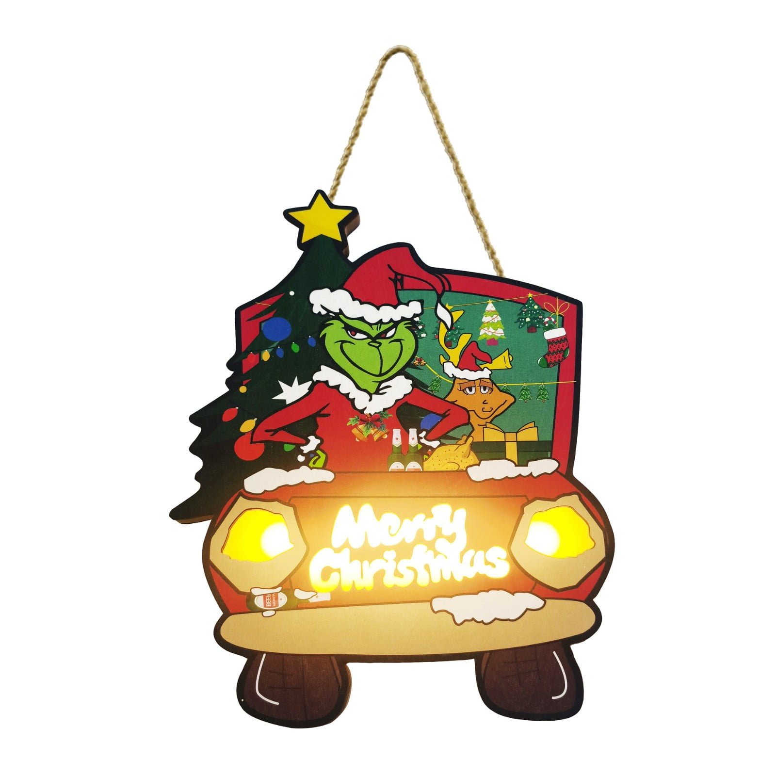 Grinch Christmas Wooden Hanging Sign Decoration With Funny Grinch ...