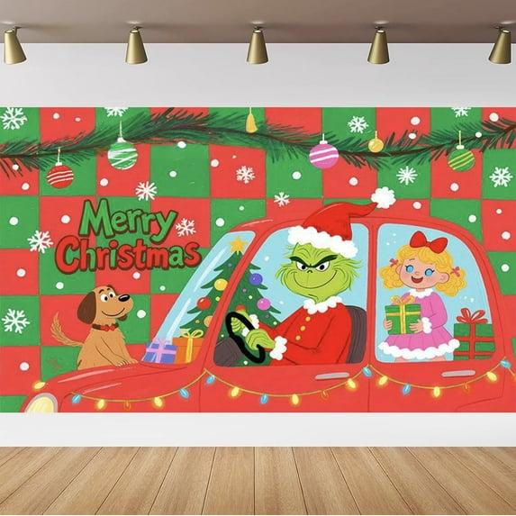 Grinch Christmas backdrop, 60x40 inch Grinch-themed backdrop, Grinch ...