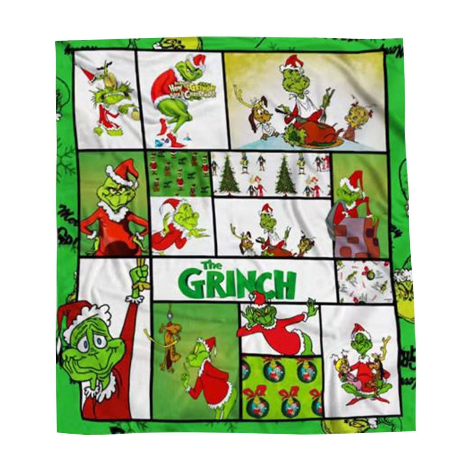 Grinch Christmas Decorations Cozy Fleece Throw Blanket with Colorful ...