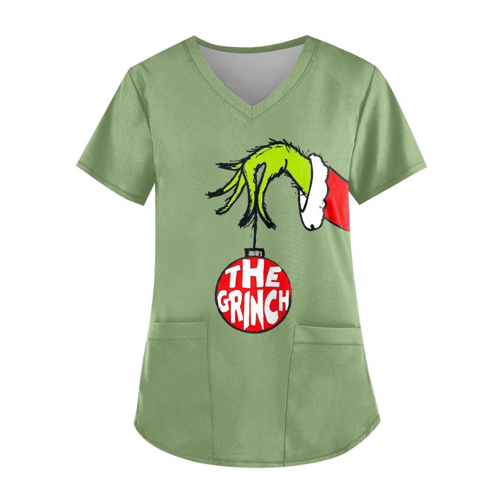 Grinch Clearance Grinch Apparel,Grinch V-Neck Scrubs for Women Workwear ...