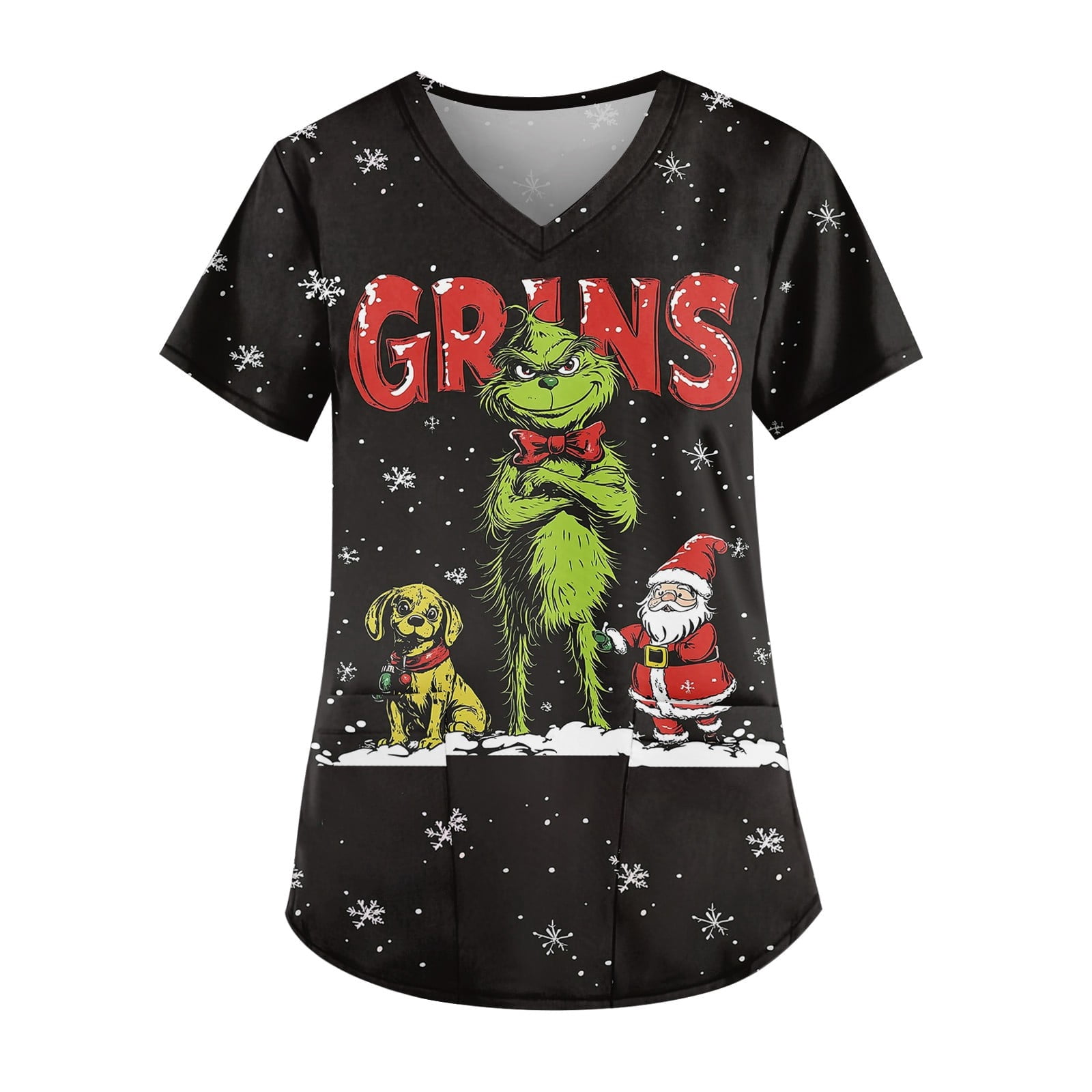 Grinch Clearance Grinch Apparel,Grinch V-Neck Scrubs for Women Workwear ...