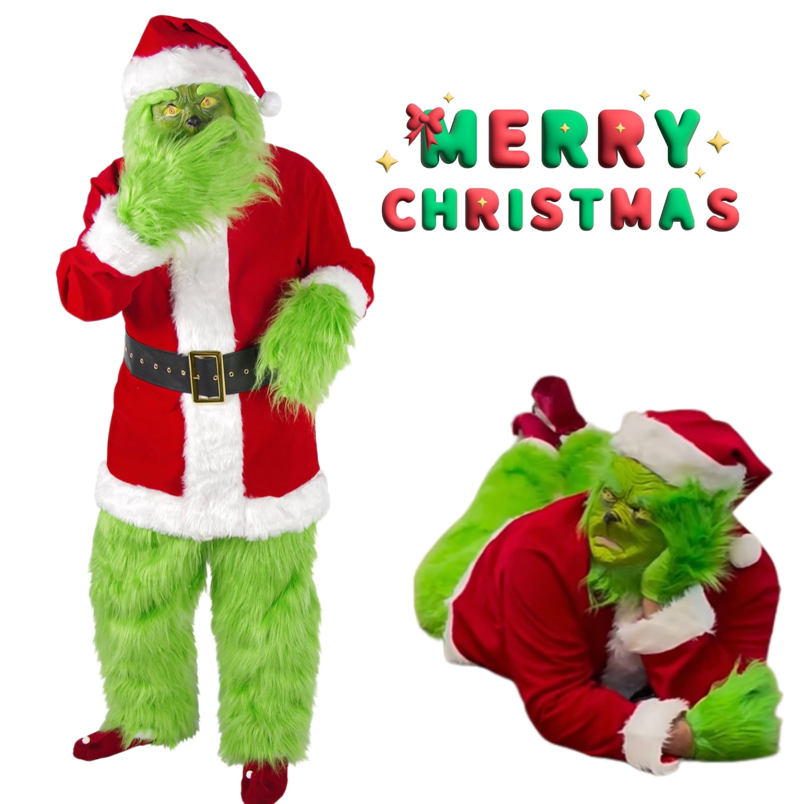 Grinch Costume 7PCS Grinch Christmas Costume for Men and Women – Deluxe ...