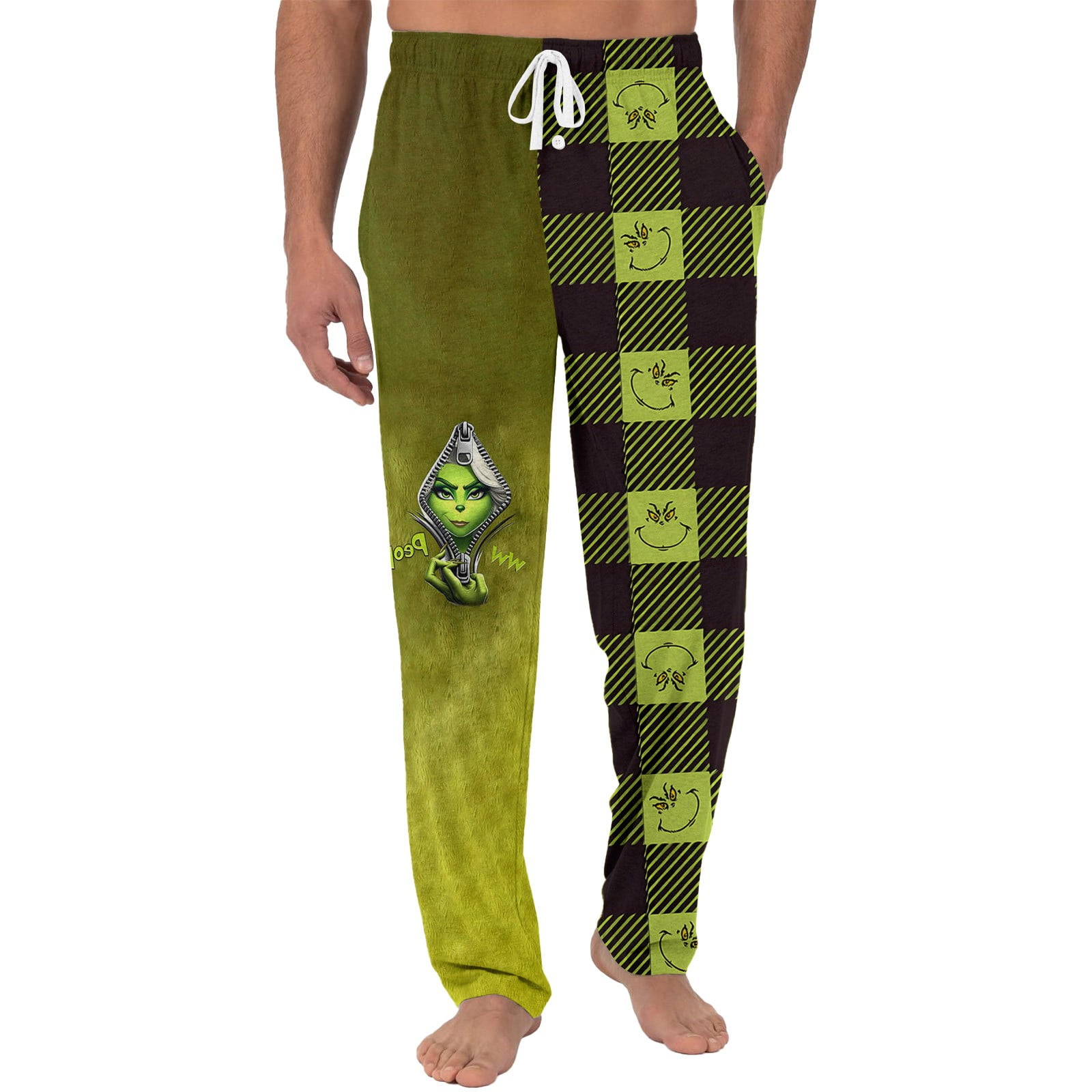 Grinch Costume Christmas Pants for Men Flannel Grinch Christmas Pajama ...