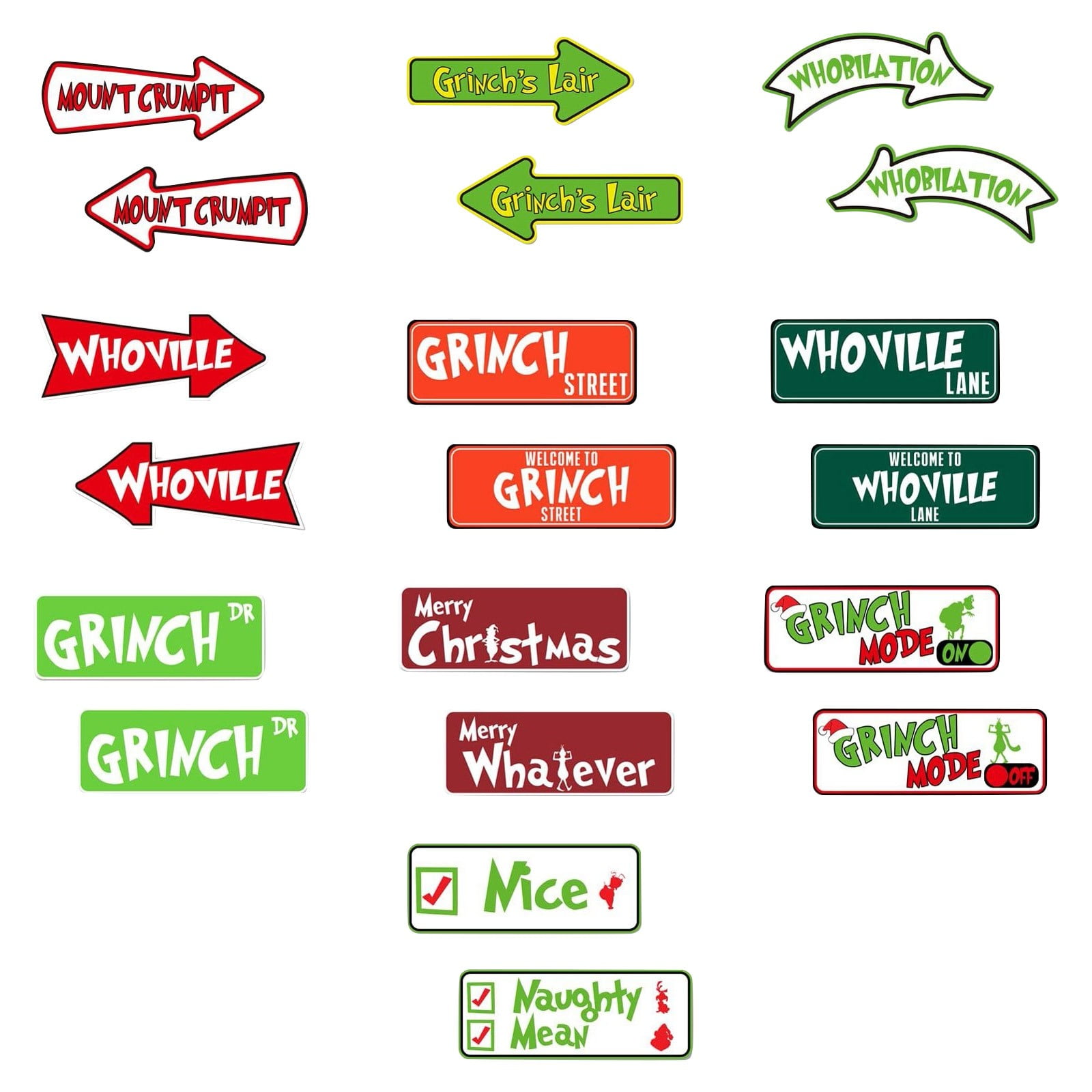 Grinch Decor Christmas Decorations Festive Holiday Sign Set Christmas ...