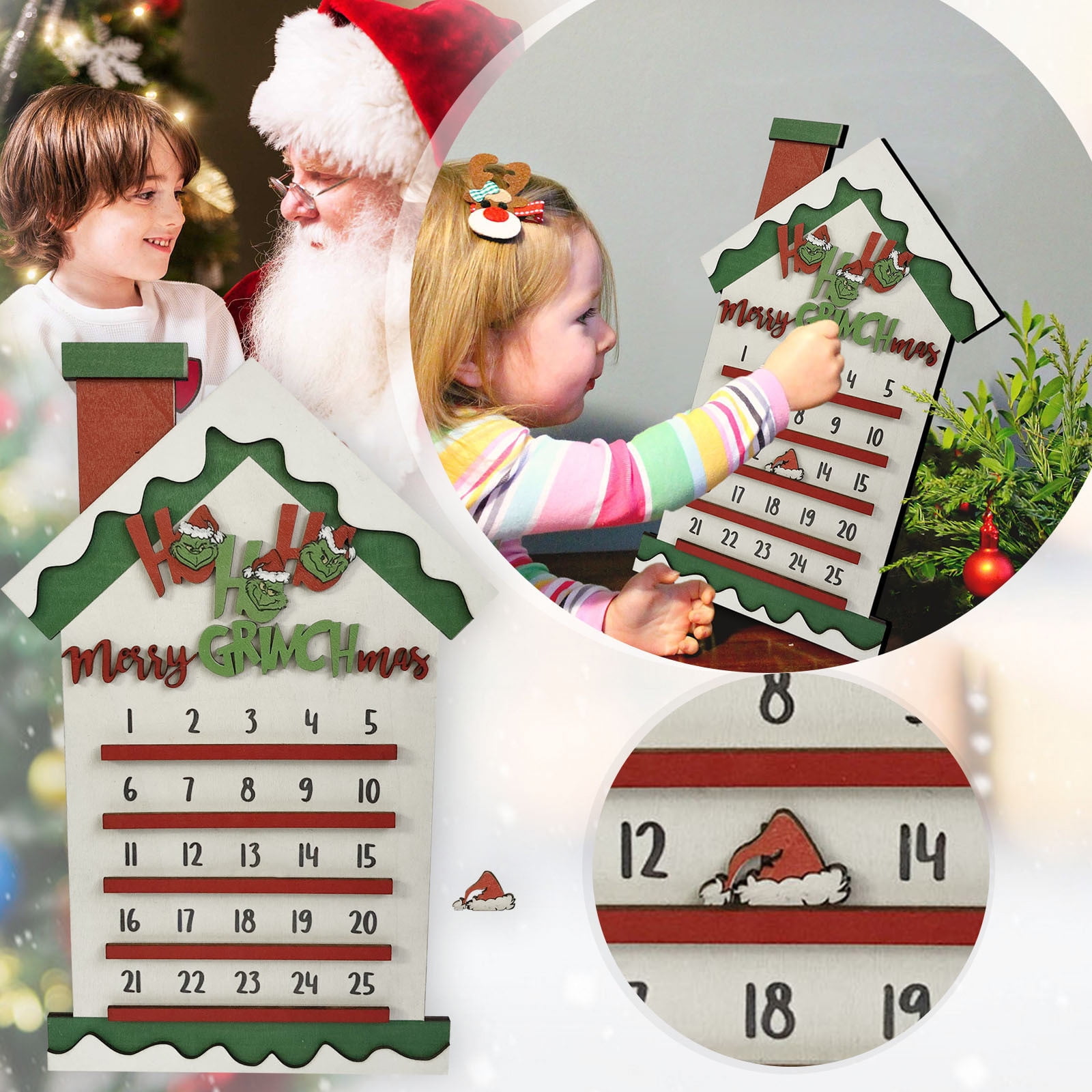 Grinch Decoration! MIARHB Christmas Calendar Countdown Wooden Festive ... Grinch Decoration! MIARHB Christmas Calendar Countdown Wooden Festive ...