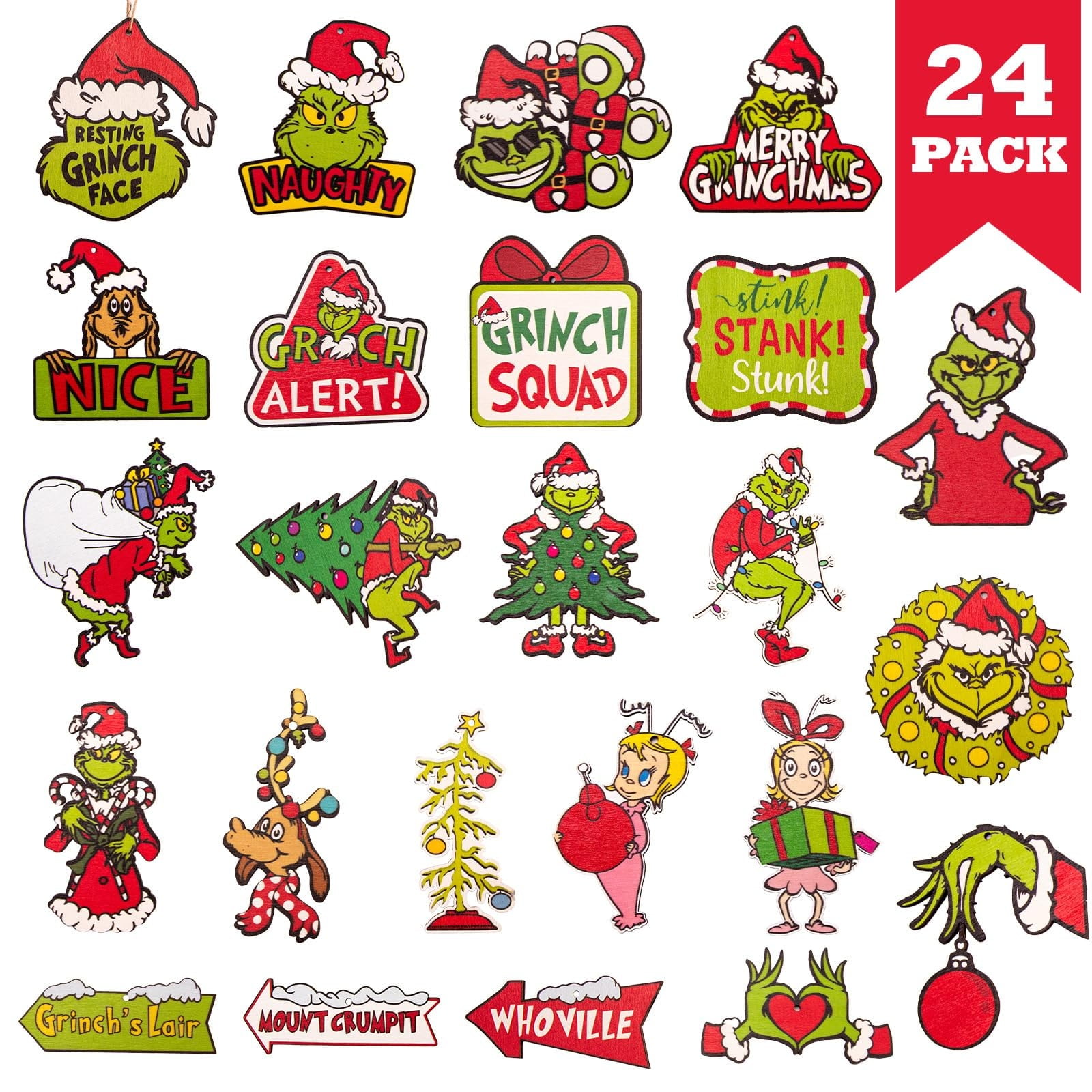 Grinch Decorations For Home 24-Pack Christmas Stickers for Holiday ...