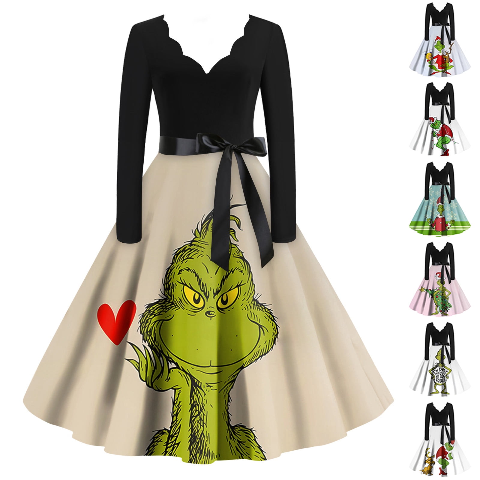 Grinch Dress for Girls,Women's Fashion V-Neck Casual Slim Grinch ...