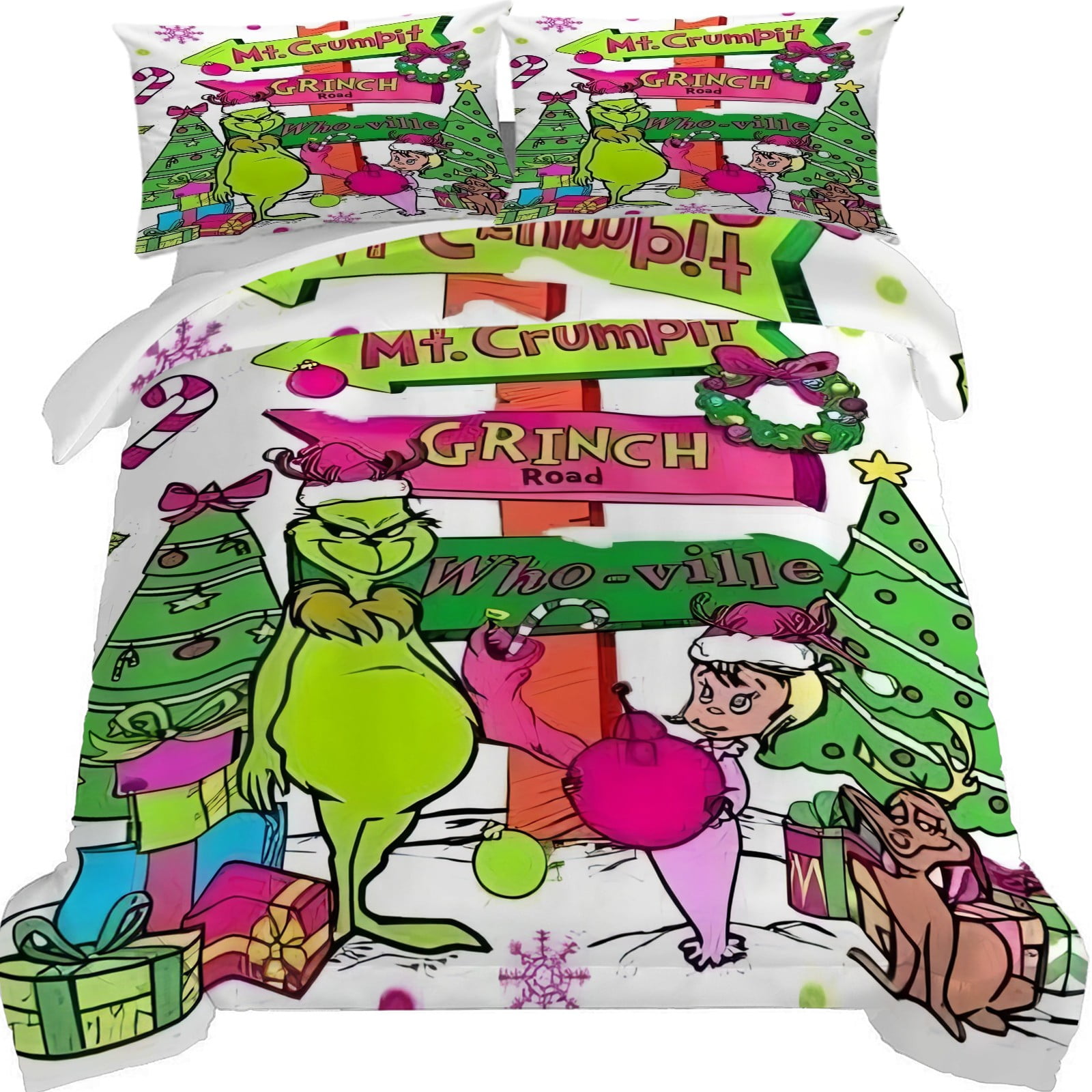 Grinch Duvet Cover And Pillowcase Set, 3D Printed Christmas Decoration ...