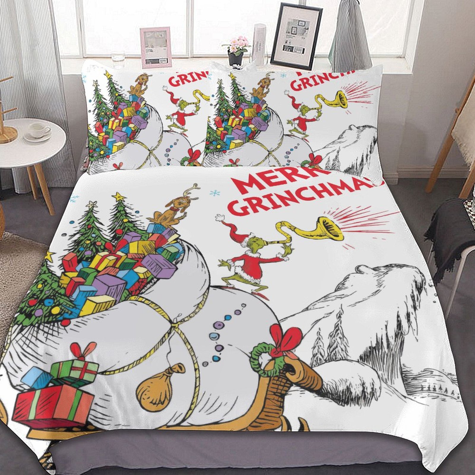 The Grinch Duvet Cover Set, Home Bedroom Decoration, Luxury Soft ...