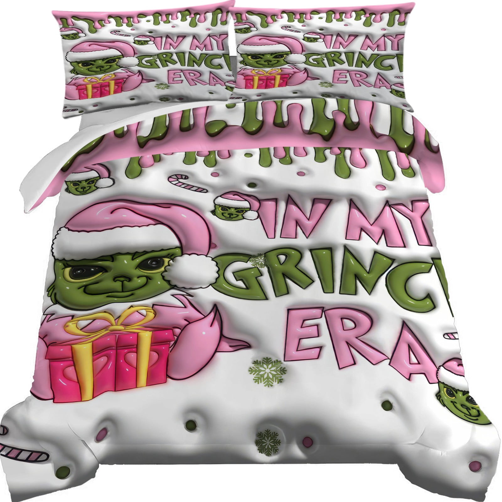 Grinch Duvet Cover Set With 3D Christmas Decoration Print Hidden Zipper ...