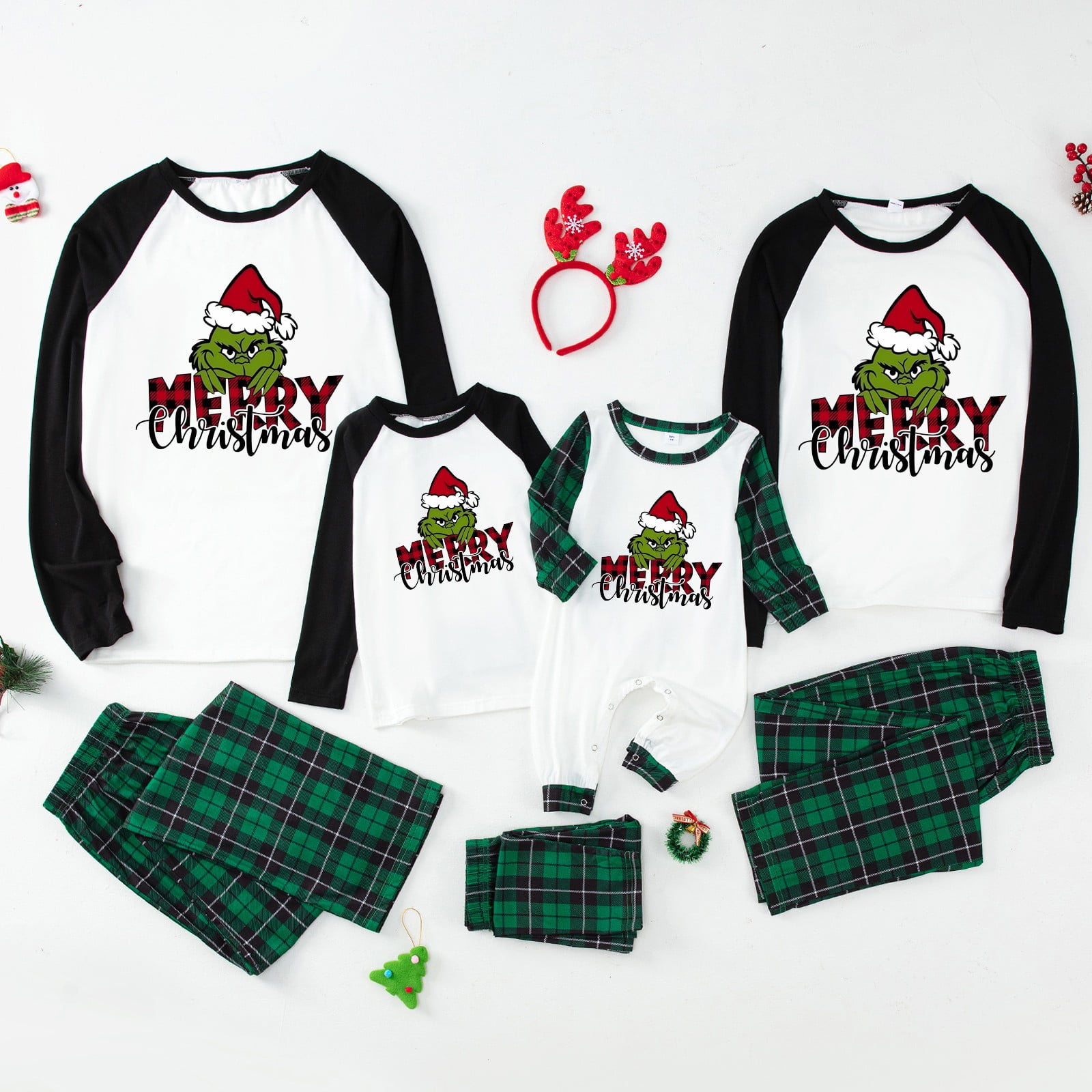 Onlypjs Grinch Family Matching Christmas Pajamas Sets, 2 Pcs Merry ...