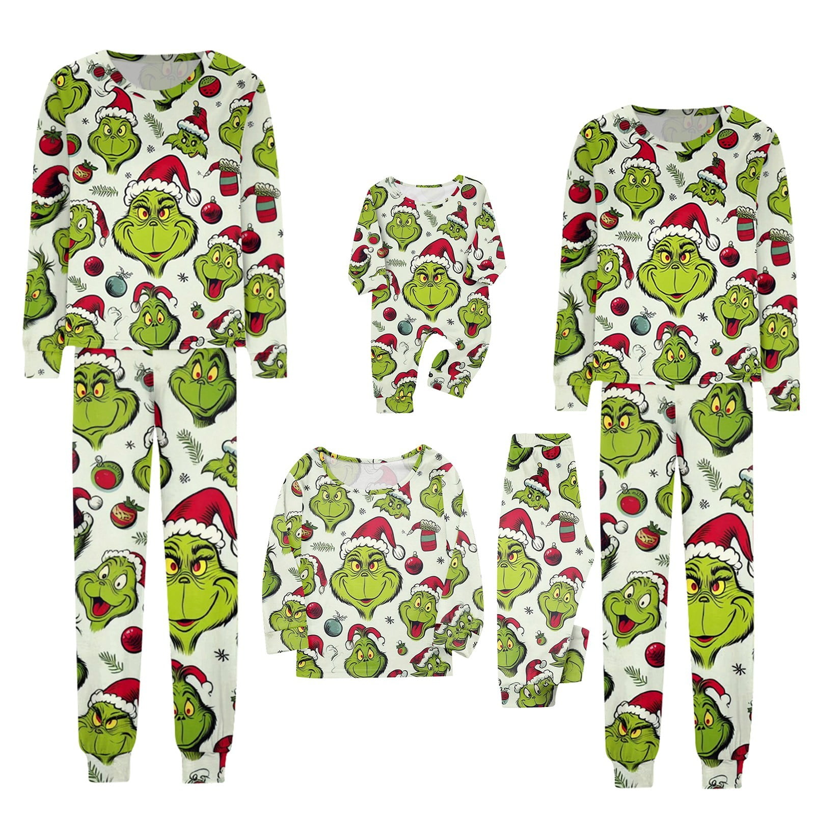 Green Fuzzy Monster Family Christmas Pajamas Matching Sets, pijamas de ...
