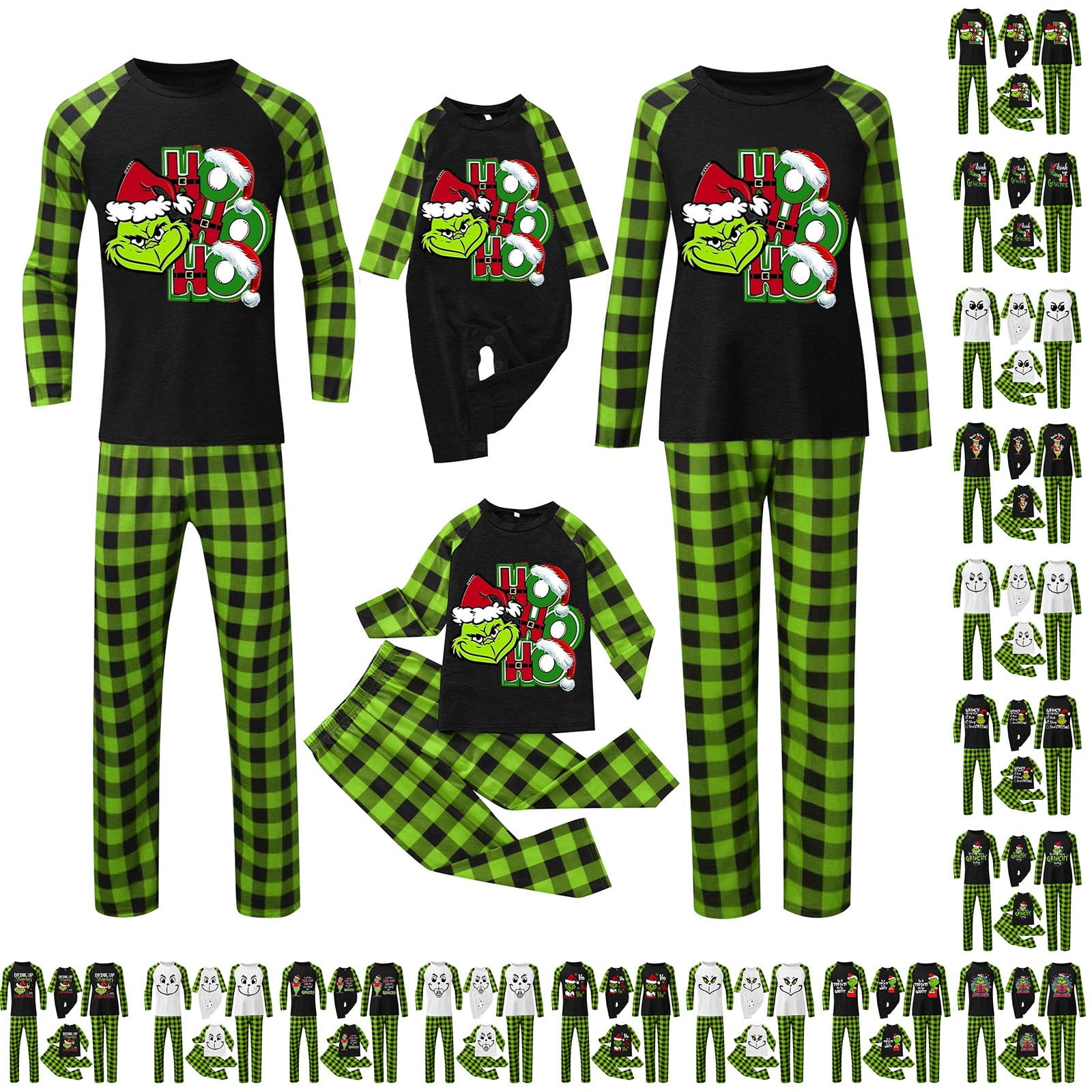 Grinch Fashion Family Christmas Pajamas Matching Sets, Funny Holiday ...