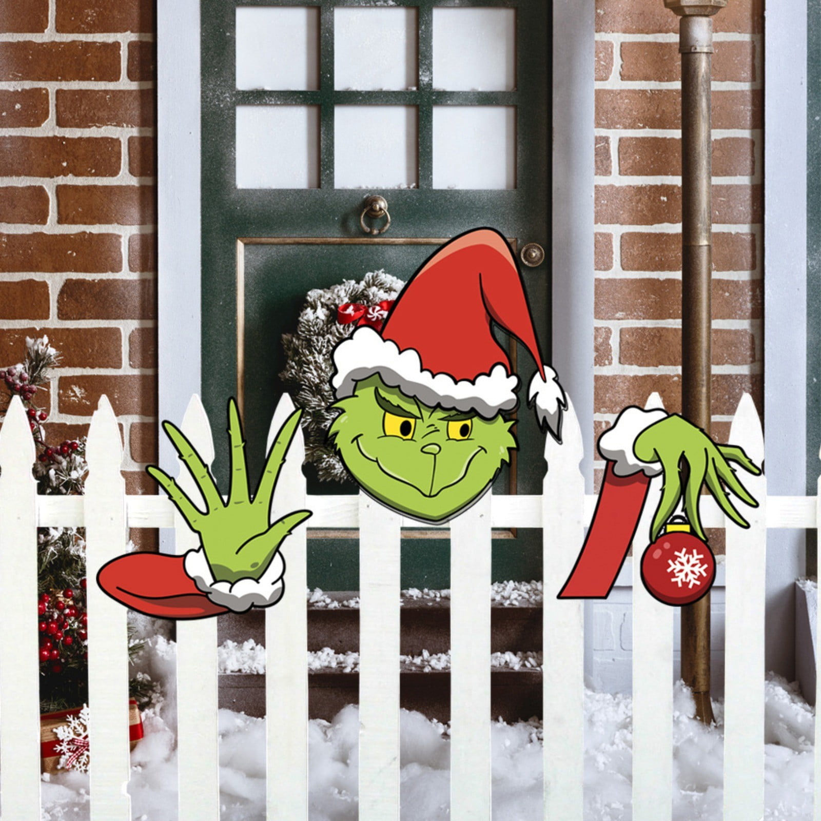 Grinch Fence Peeker 3PCS, Grinch Peeking Over Fence Grinch Christmas ...