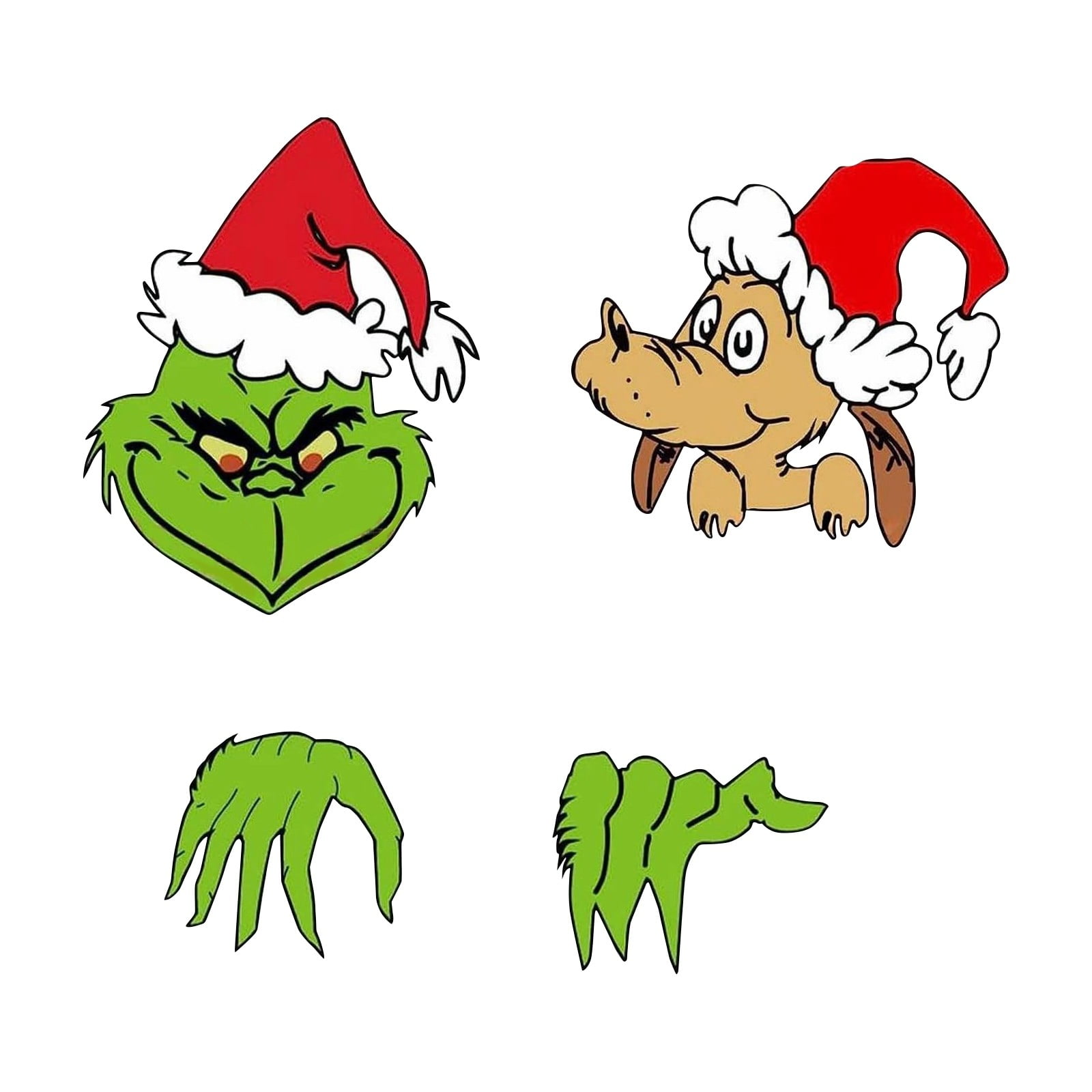 Grinch Fence Peeker 4PCS, Grinch Peeking Over Fence Grinch Christmas ...