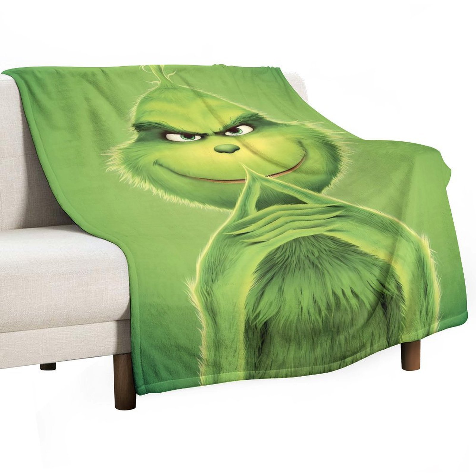 Grinch Funny Bedding Fleece Throw Blanket for Bed Home Living Room ...