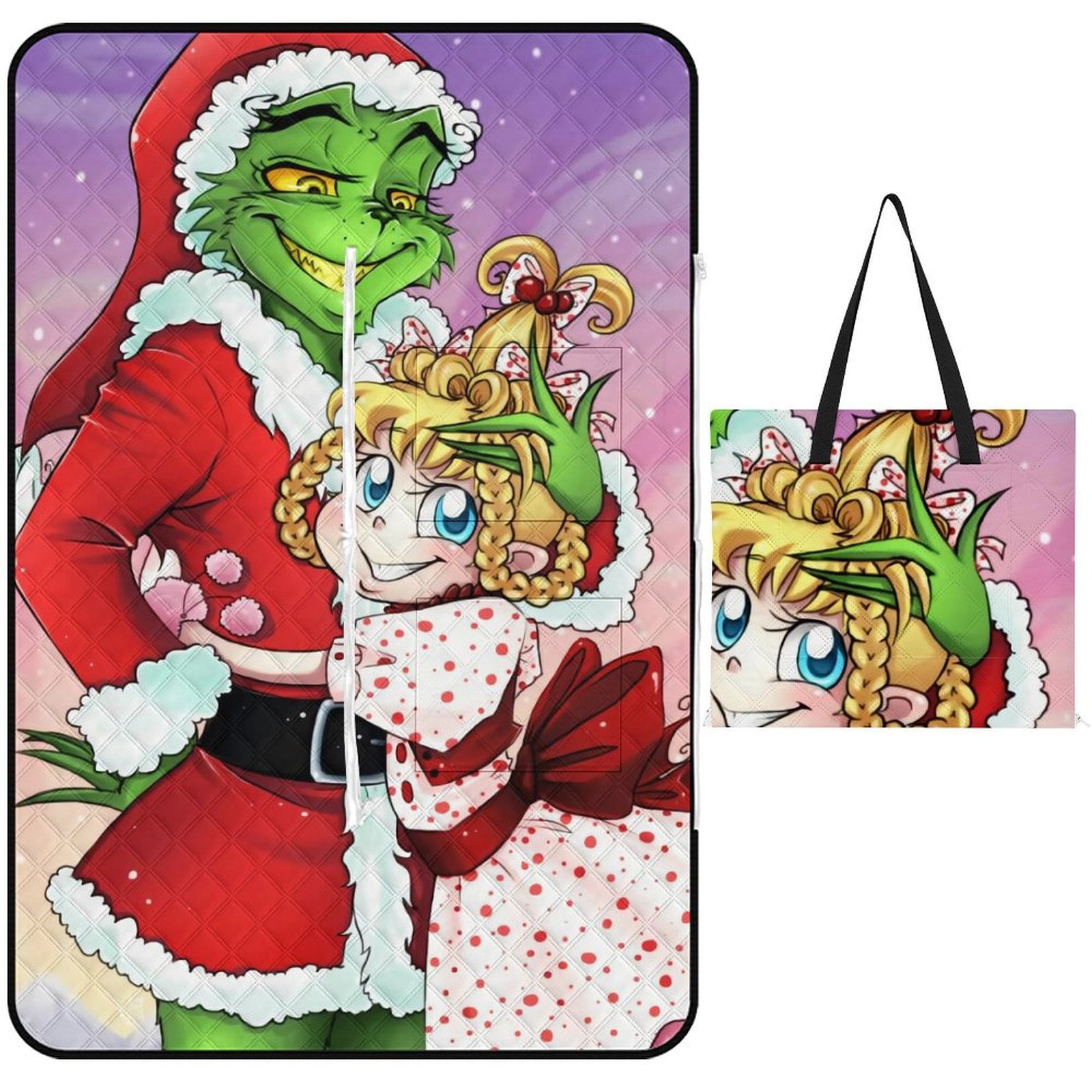 Grinch And Girl Picnic Blankets Extra Large - Beach Blanket Waterproof ...