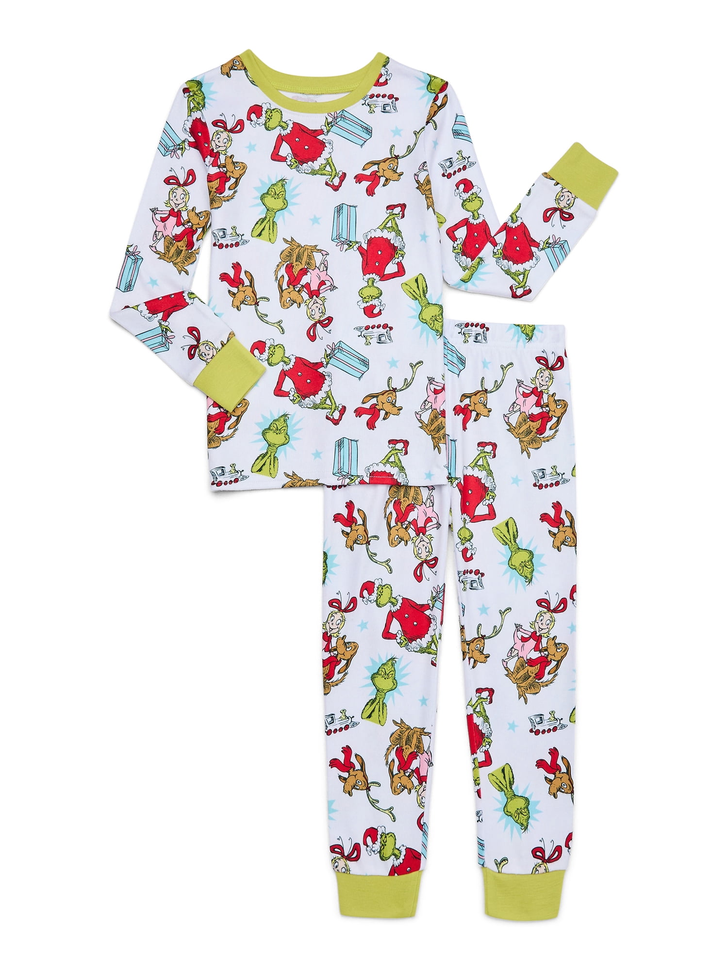 Grinch Girls Snug Fit Long-Sleeve Top and Pants Pajama Set, 2-Piece ...