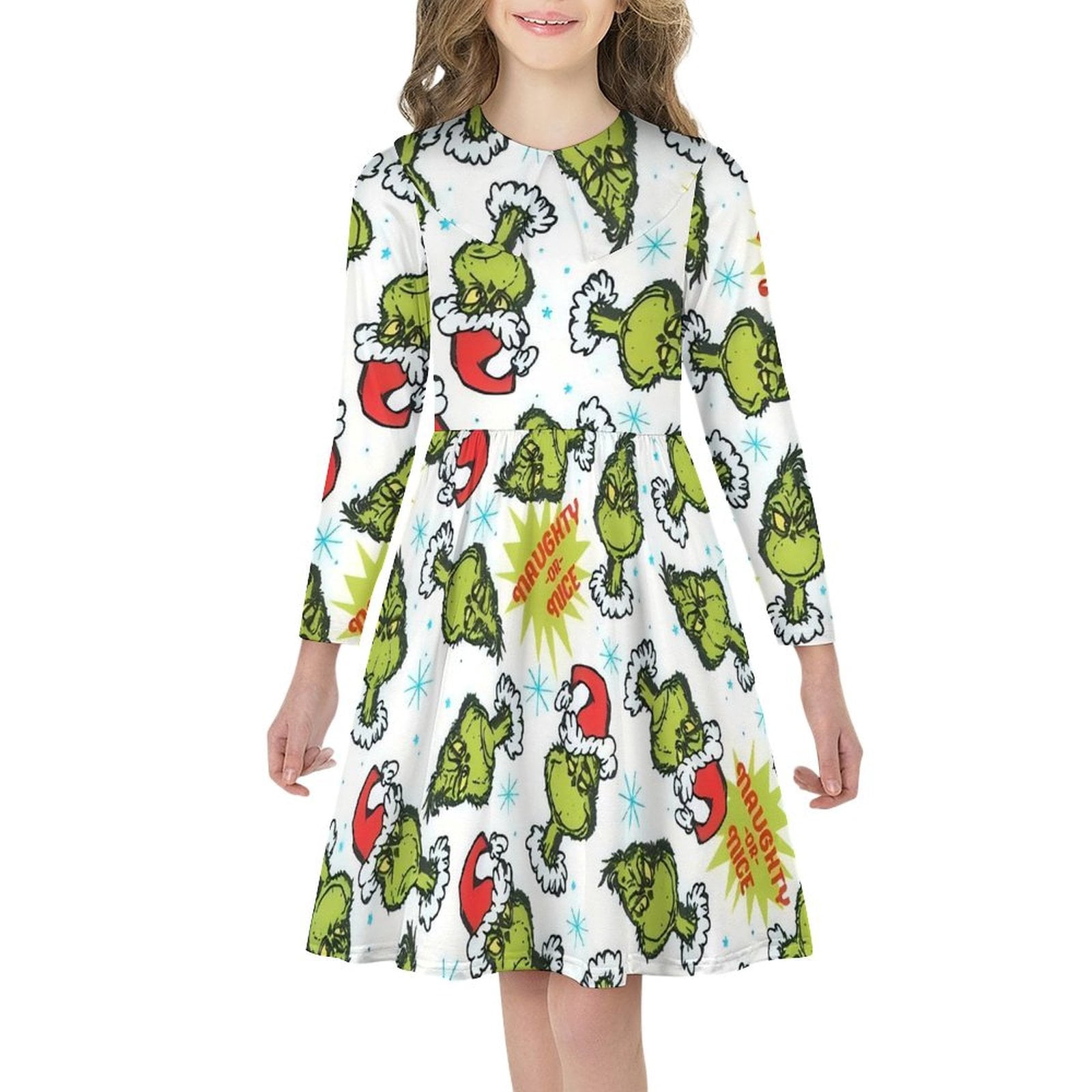 Grinch Girls long sleeve cartoon autumn and winter dress 120CM ...