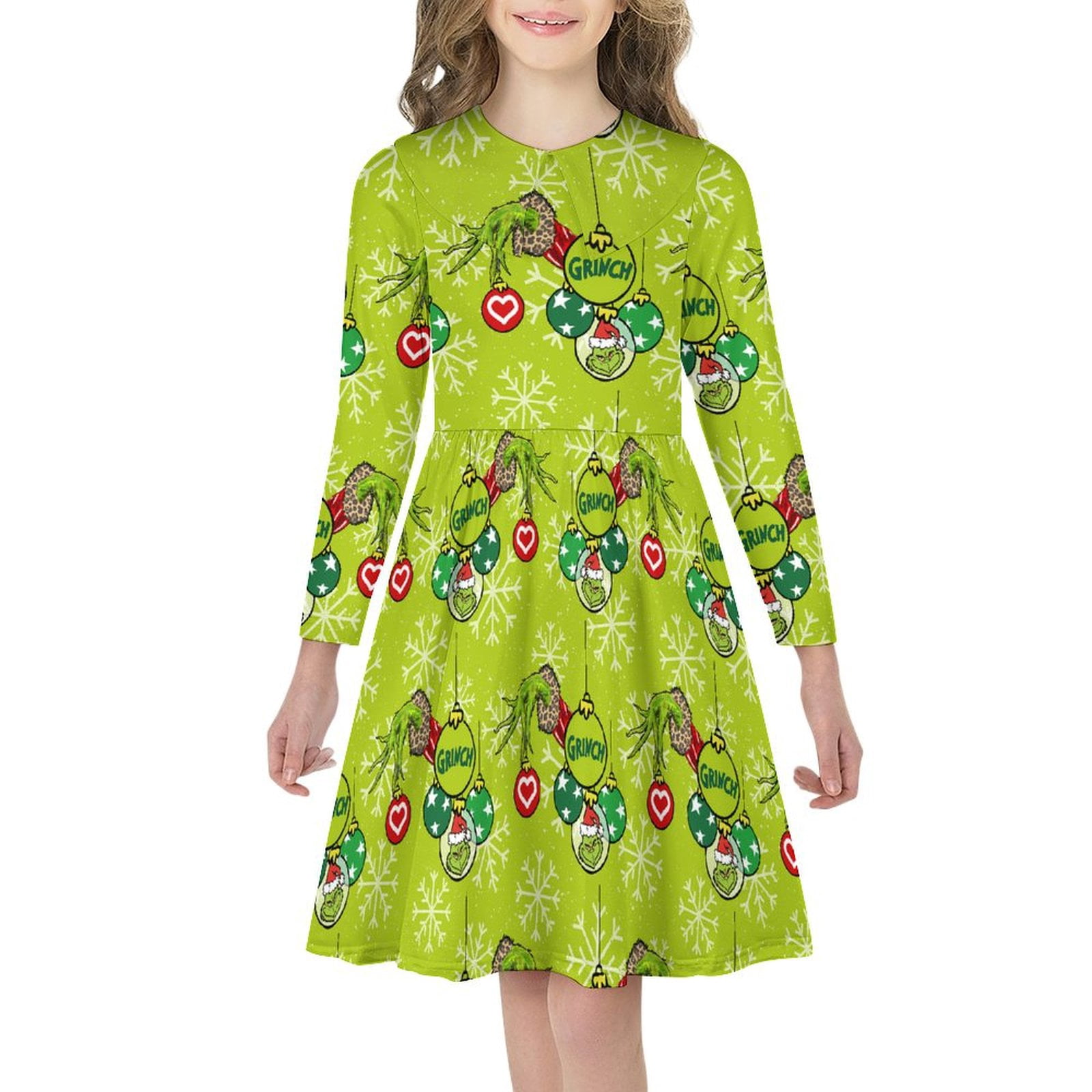 Grinch Girls long sleeve cartoon autumn and winter dress 120CM ...