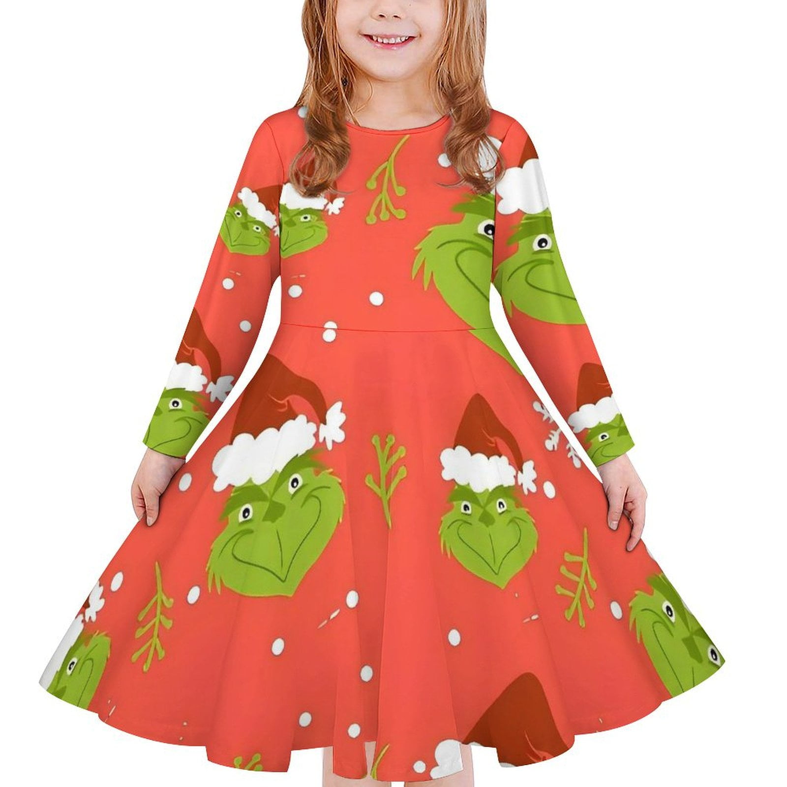 Grinch Girls long sleeve cartoon autumn and winter dress M - Walmart.com
