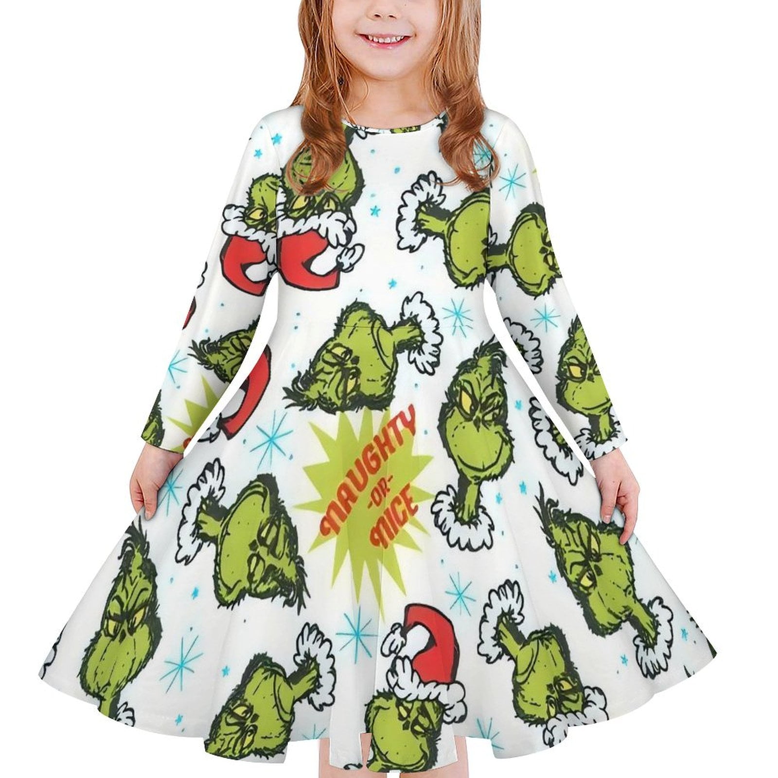 Grinch Girls long sleeve cartoon autumn and winter dress XL - Walmart.com