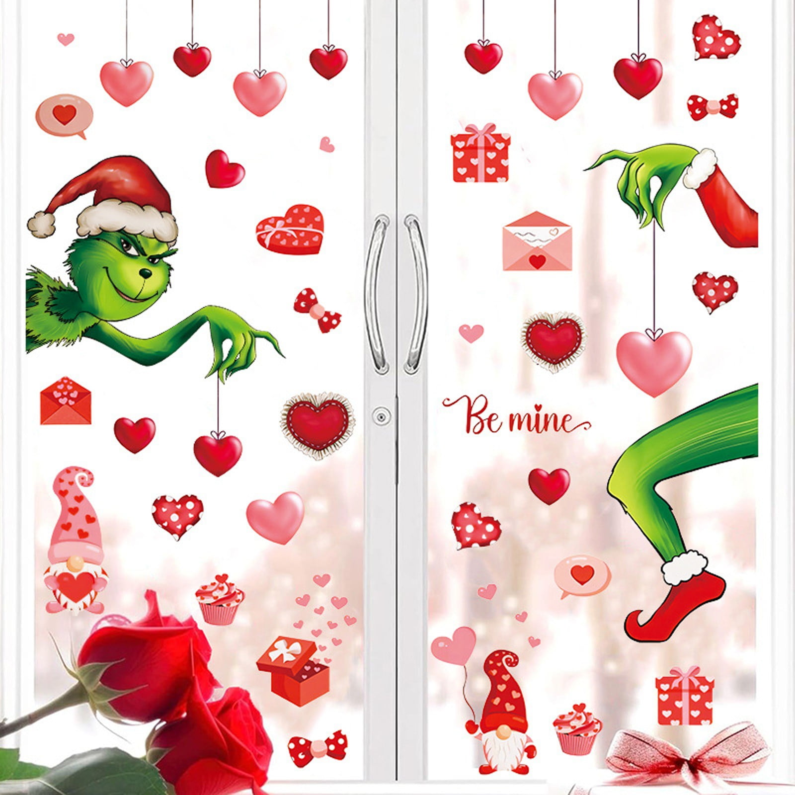 Grinch & Grinchmas 4 Sheets 43Pcs Wall Stickers Window Stickers Fridge ...