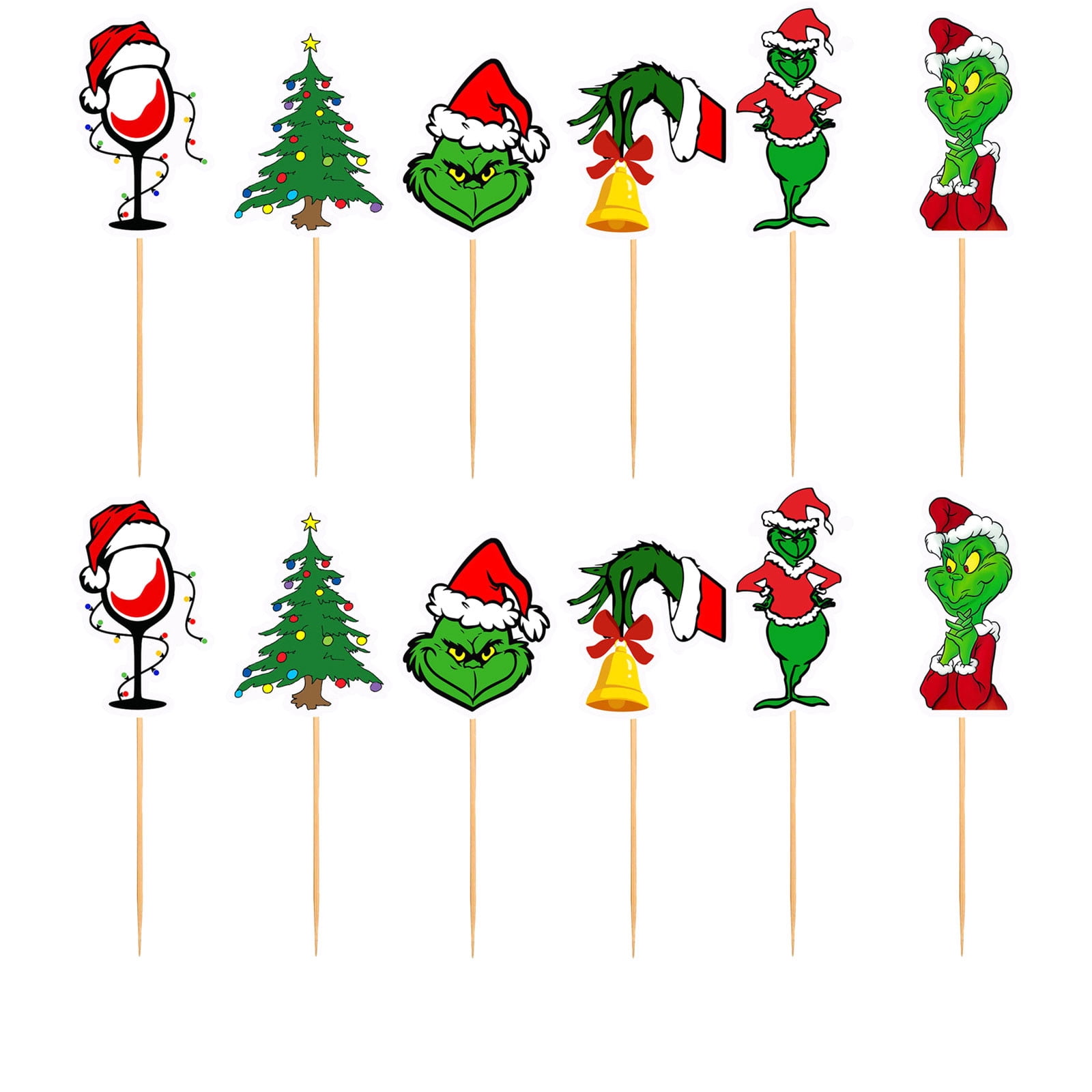 Grinch & Grinchmas Christmas Cake Toppers And Cupcake Picks Set ...